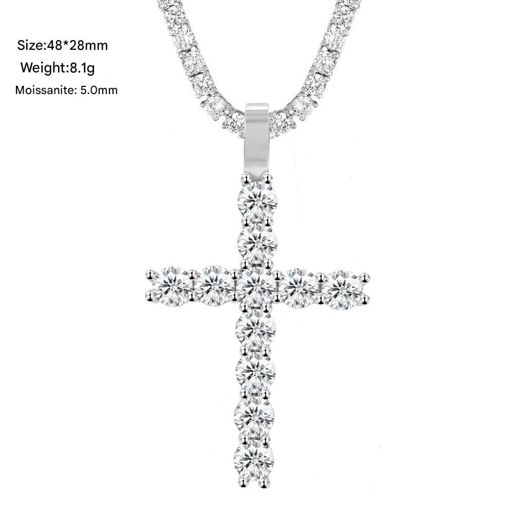 Cross Pendant S925 Silver with D-Color VVS Moissanite, a Trendy Hip-Hop ...