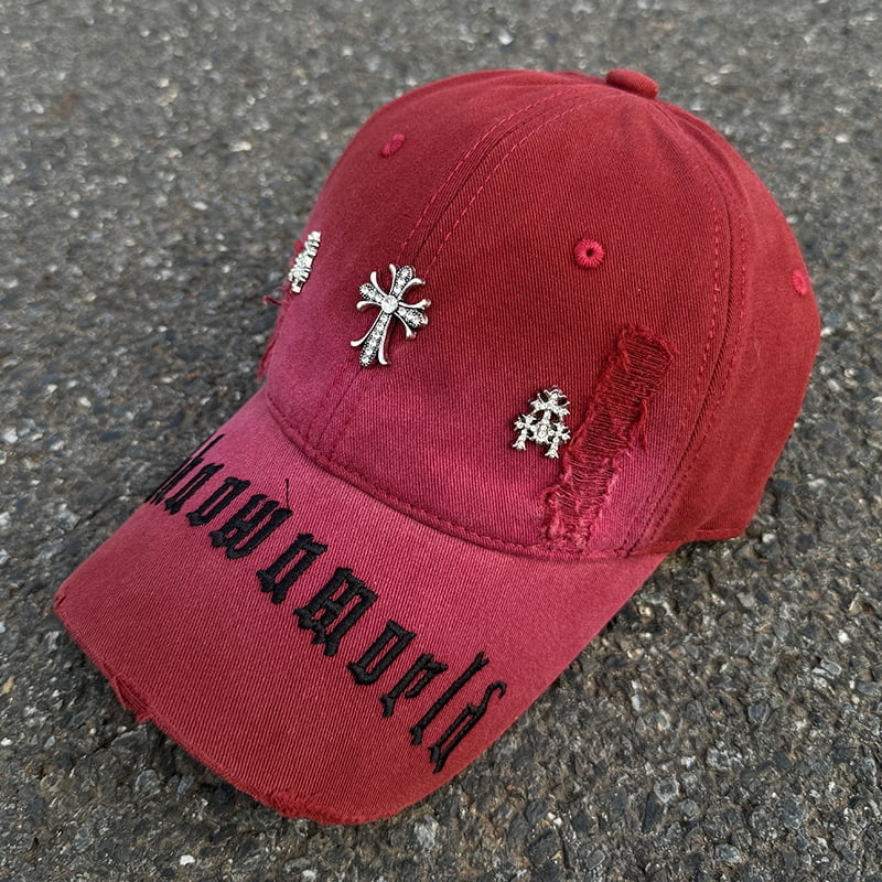 Cross Personality Washed Distressed Baseball Cap Fashion Street ...