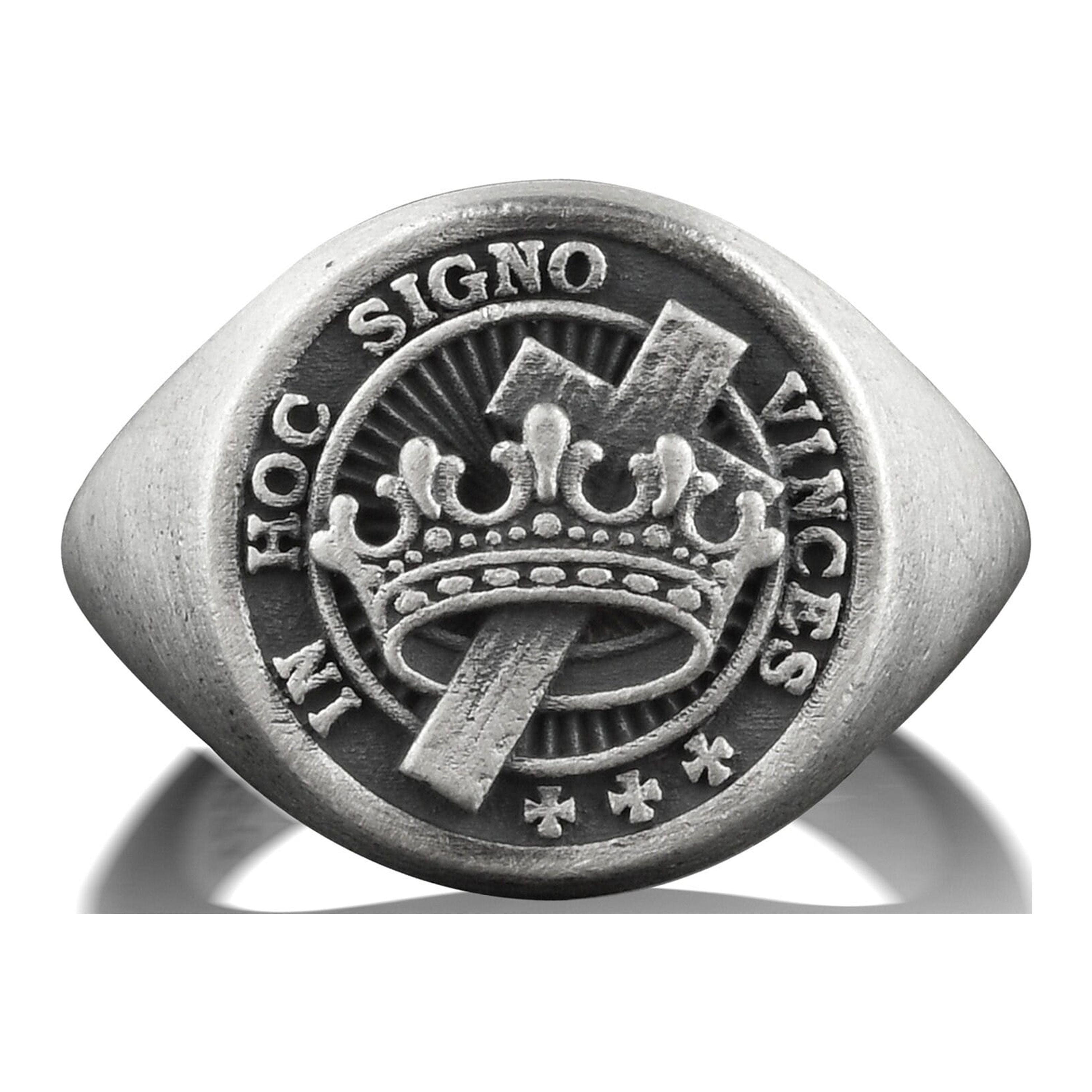 Cross Pinky Signet Ring in Silver, Knight Templar Christian Ring For ...