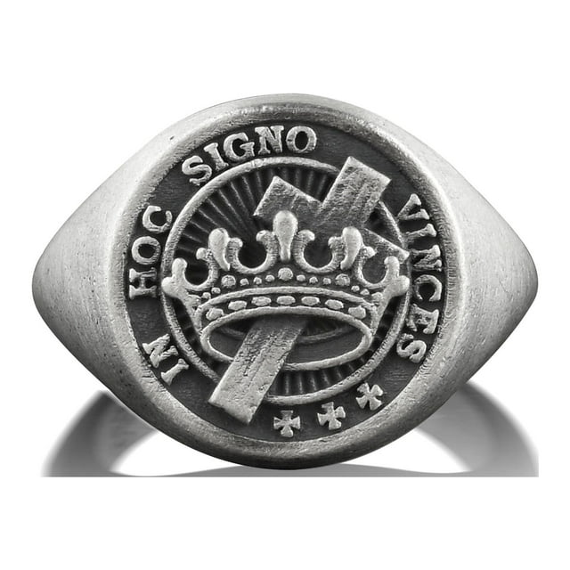 Cross Pinky Signet Ring in Silver, Knight Templar Christian Ring For ...