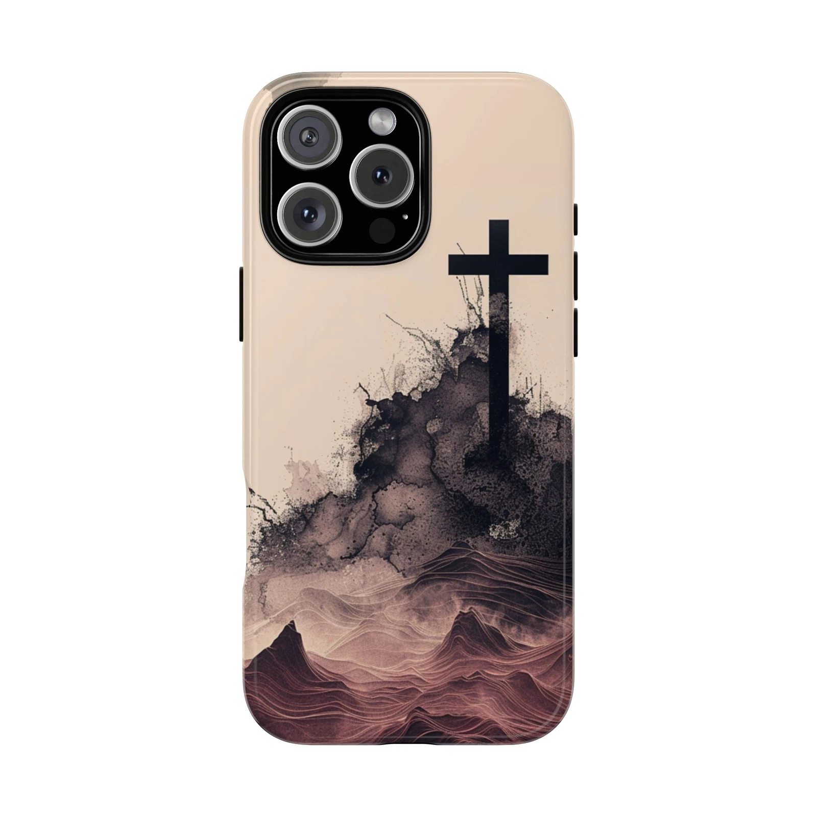 Cross Plum Abstract Ocean Waves Phone Case for iPhone 11 to 16 Pro Max ...