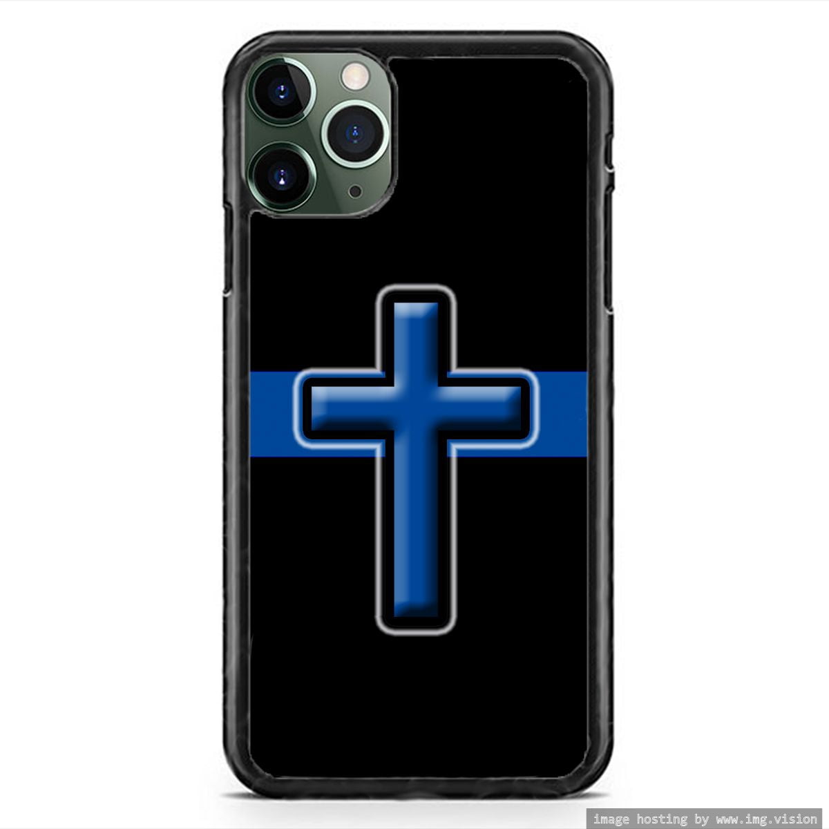 Cross Police Thin Blue Line Christian Shockproof Hard Rubber Custom ...