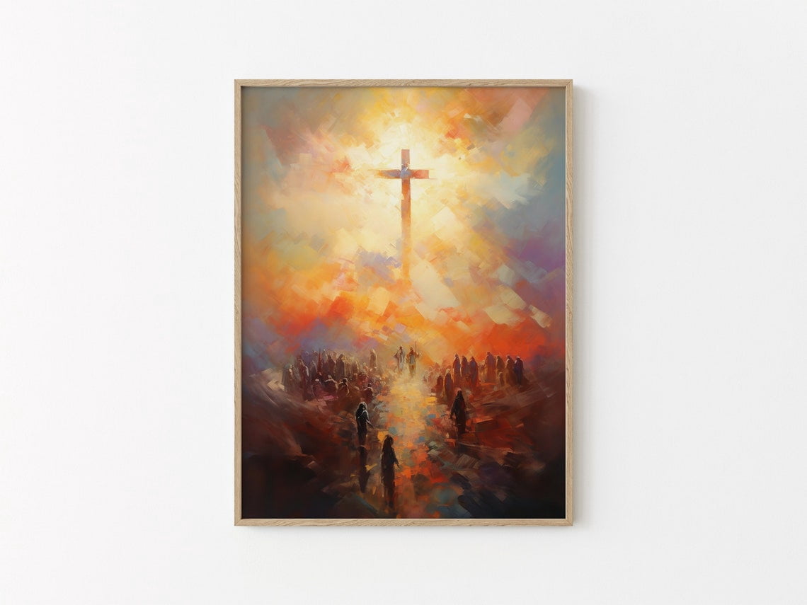 Cross Poster Abstract Christian Art Home Decor, Unframed Paper Poster ...