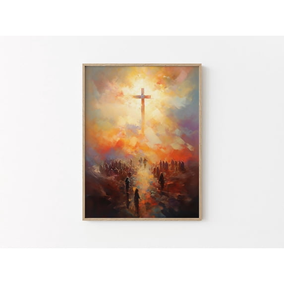 Cross Poster Abstract Christian Art Home Decor, Unframed Paper Poster ...