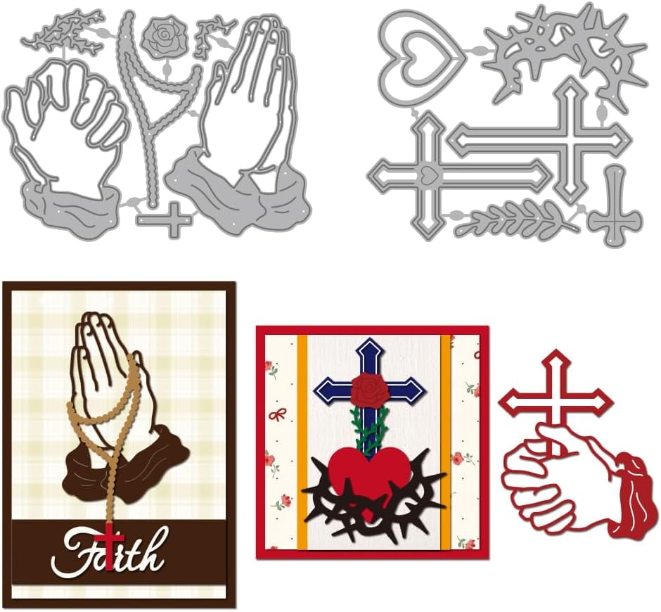 Cross Prayer Metal Cutting Dies Praying Hands Metal Die Cuts Love Heart ...