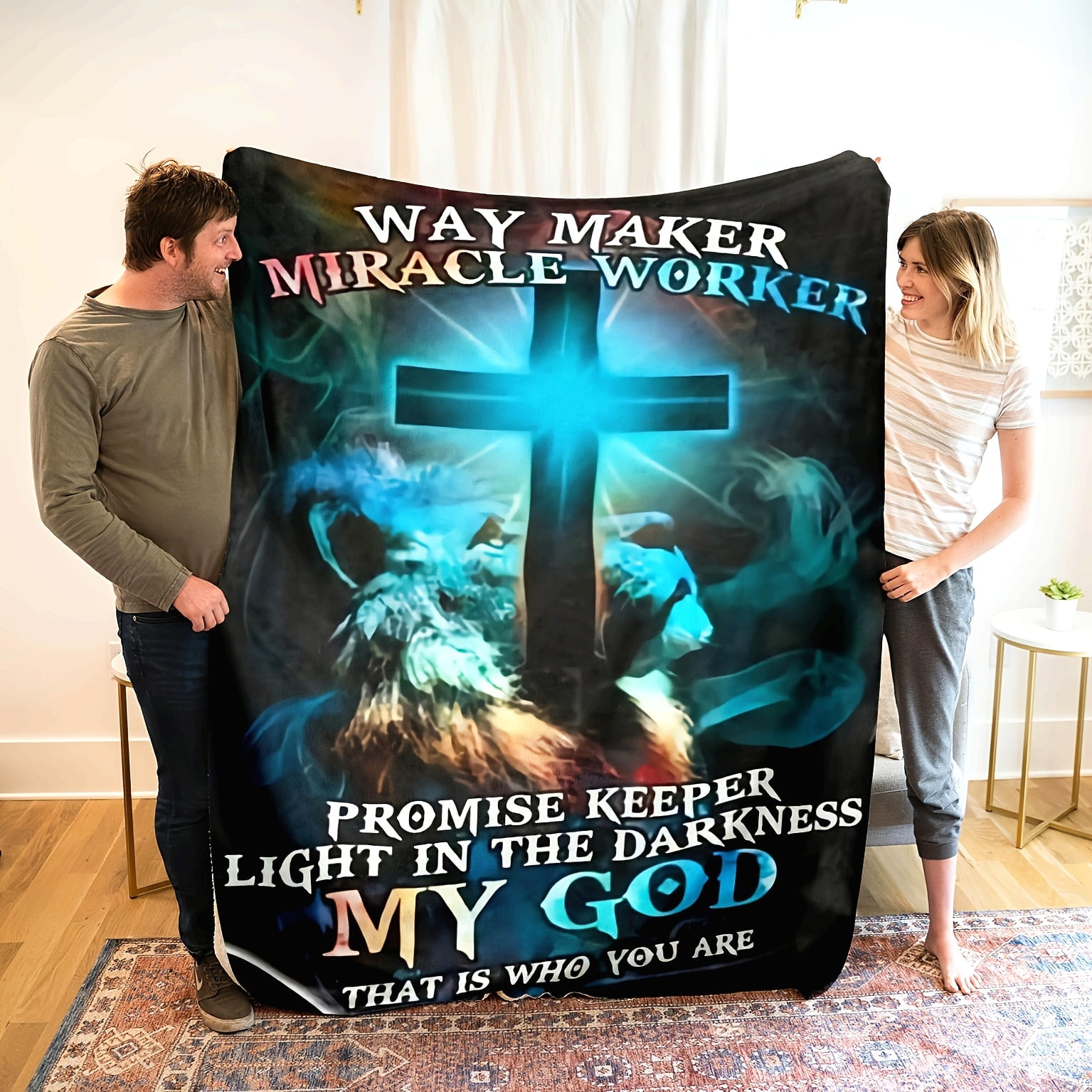 Cross Print Flannel Fleece Blanket - Soft, Cozy Warmth for Indoor ...