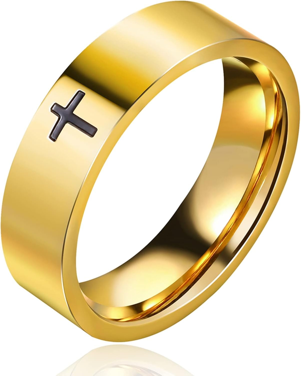 Cross Rings for Men, 18K Gold Plated Mens Rings Stainless Steel Silver ...