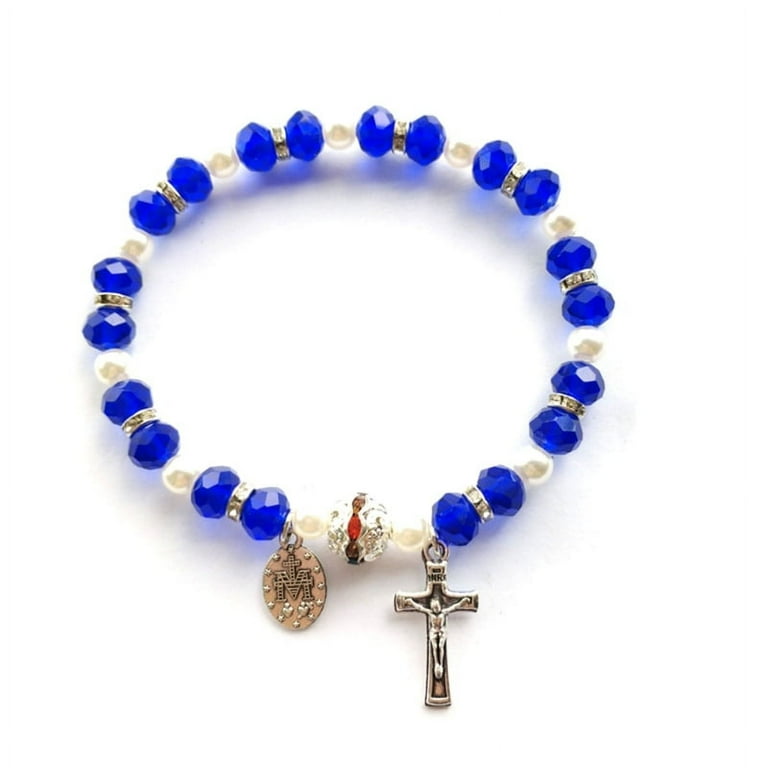 Cross Rosary Bracelet Elastic Bead C Girl Female Hands Decoration