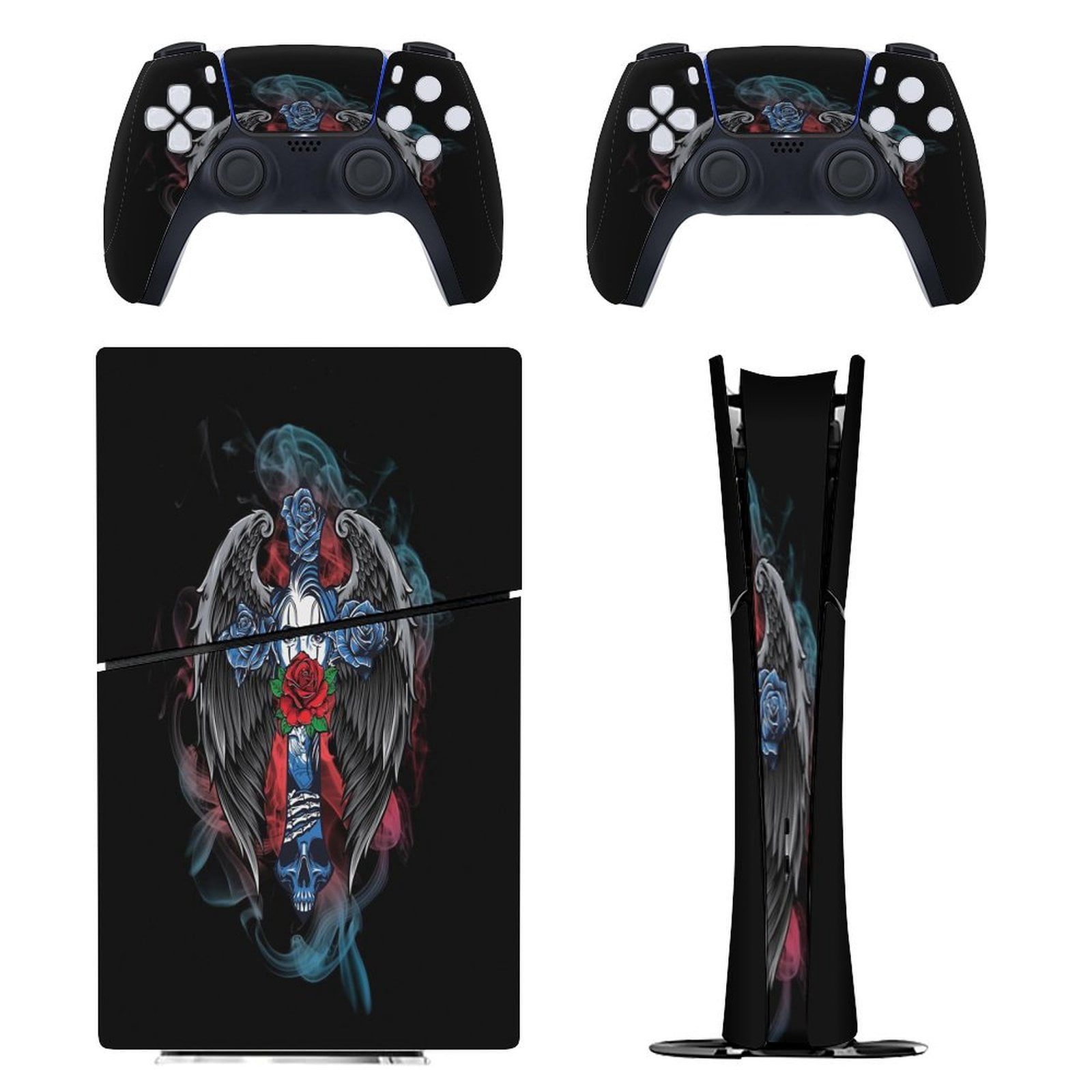 Cross Roses Wings PS5/PS5 Slim Digital Disc Skin Sticker For Console ...