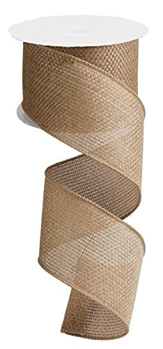 Cross Royal Burlap Wired Ribbon, Biege - 2.5 Inches x 10 Yards ...