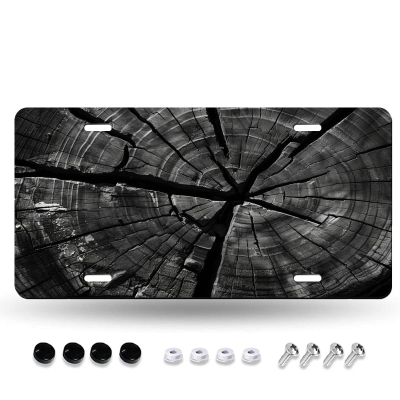 Cross - Section of a Weathered Tree Stump License Plate Frame ...