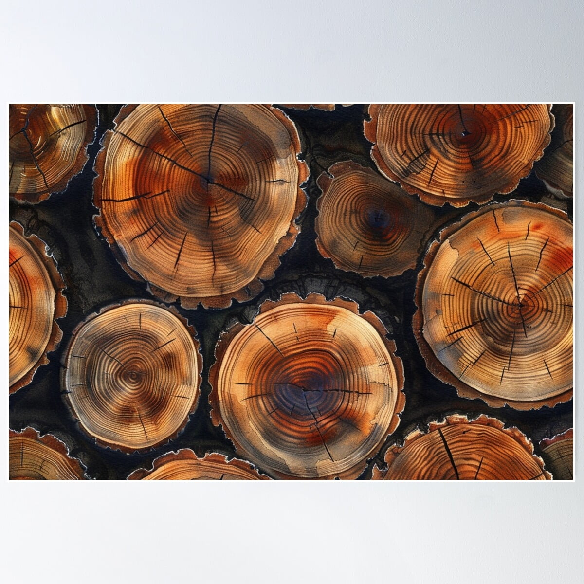 Cross-Sectional Tree Ring Mosaic Poster Wall Art, Modern Wall Decor For ...