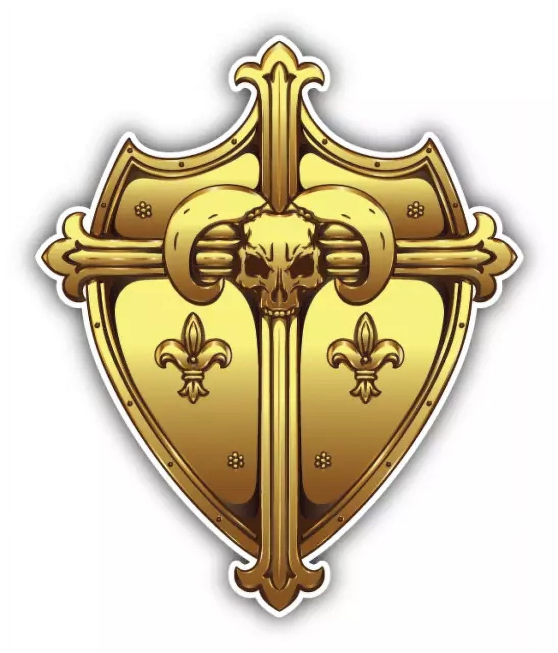Cross Skull Golden Shield Sticker Phone Decal Water Bottle Stickers Car ...
