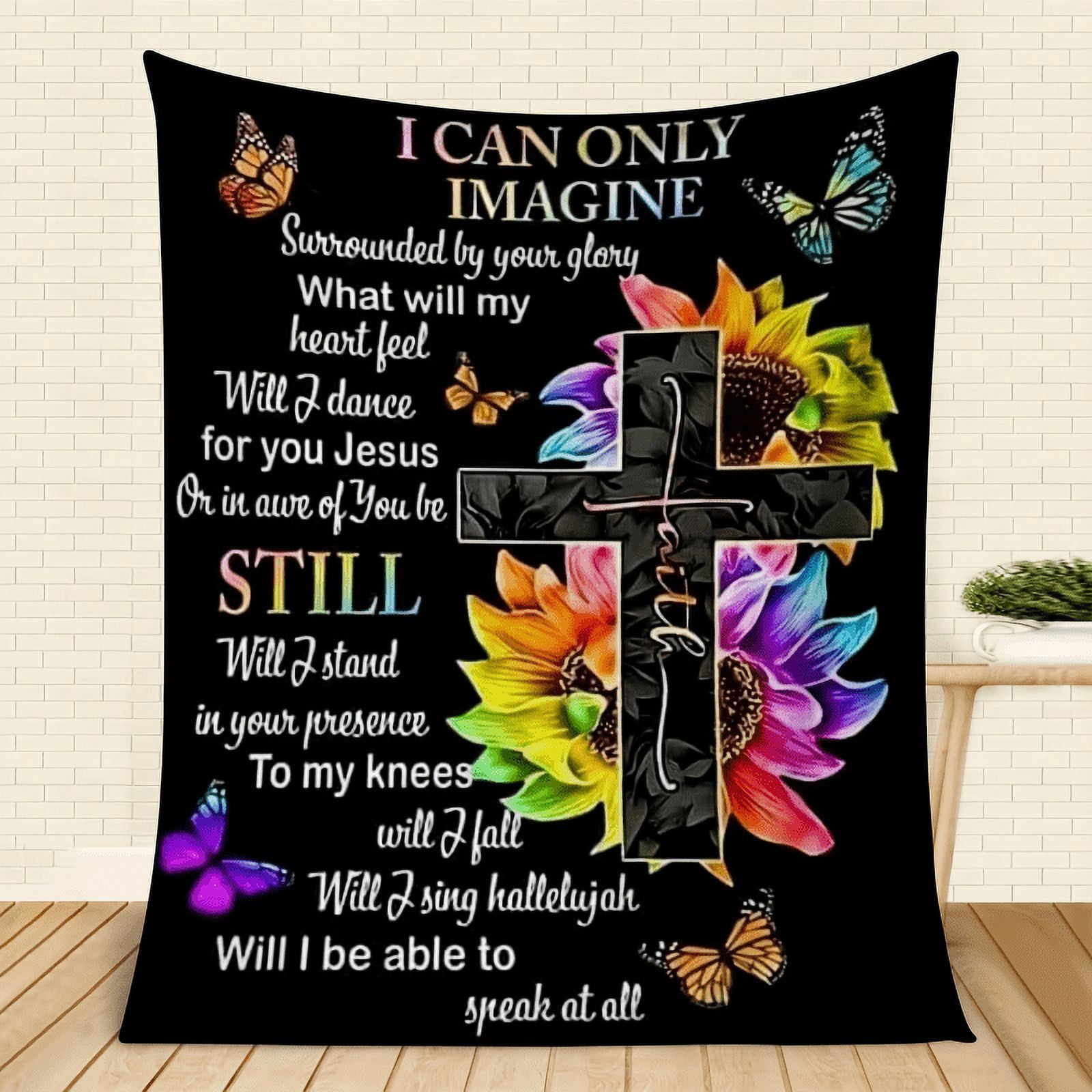Cross Slogan Blanket Soft Cozy Throw Blankets for Travel Sofa Bed ...