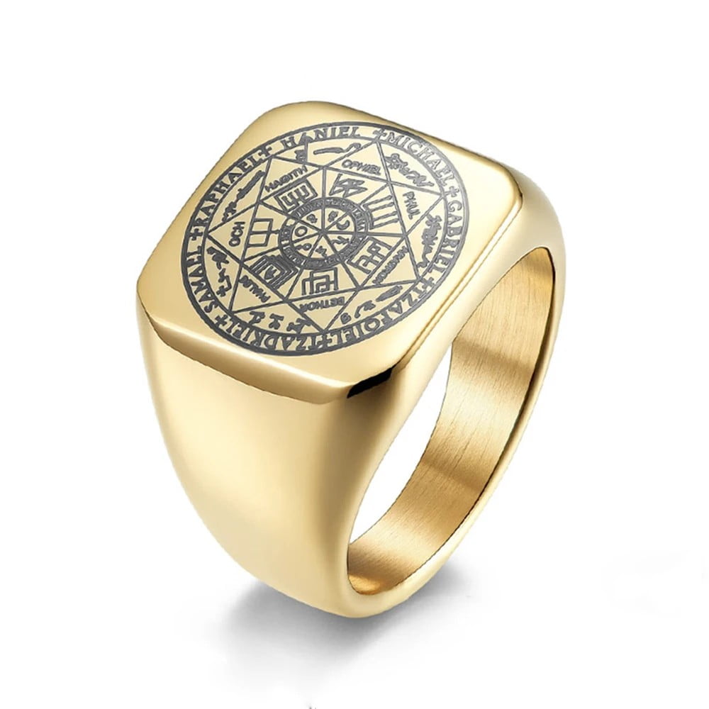 Cross Solomon Capybara Seal 14K Yellow Gold Ring European and American ...