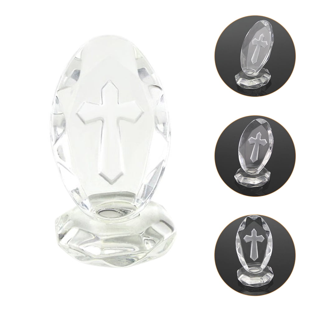 SEWCHICS Crystal Cross Figurine Handcrafted Transparent White Crystal ...