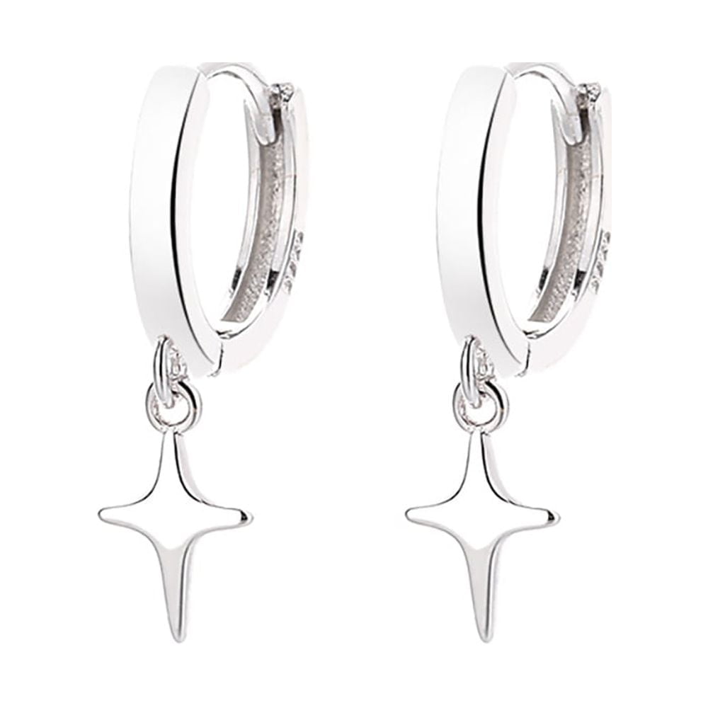 Cross Star Dangle Hoop Earrings for Women 925 Sterling Silver Star ...