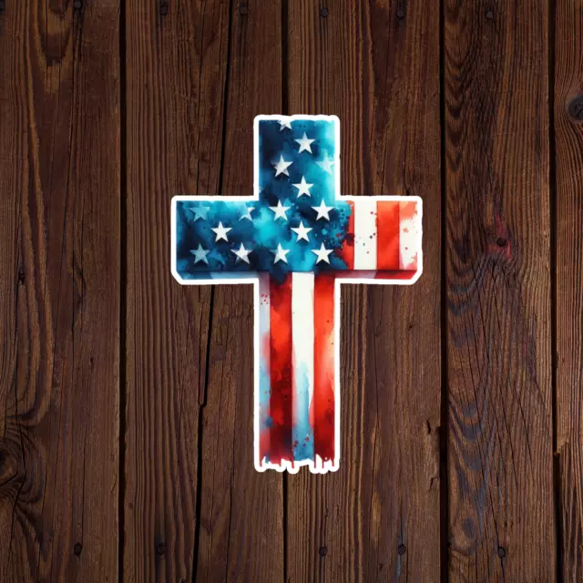 Cross Sticker American Flag Bible Jesus God Religious Sticker Phone ...
