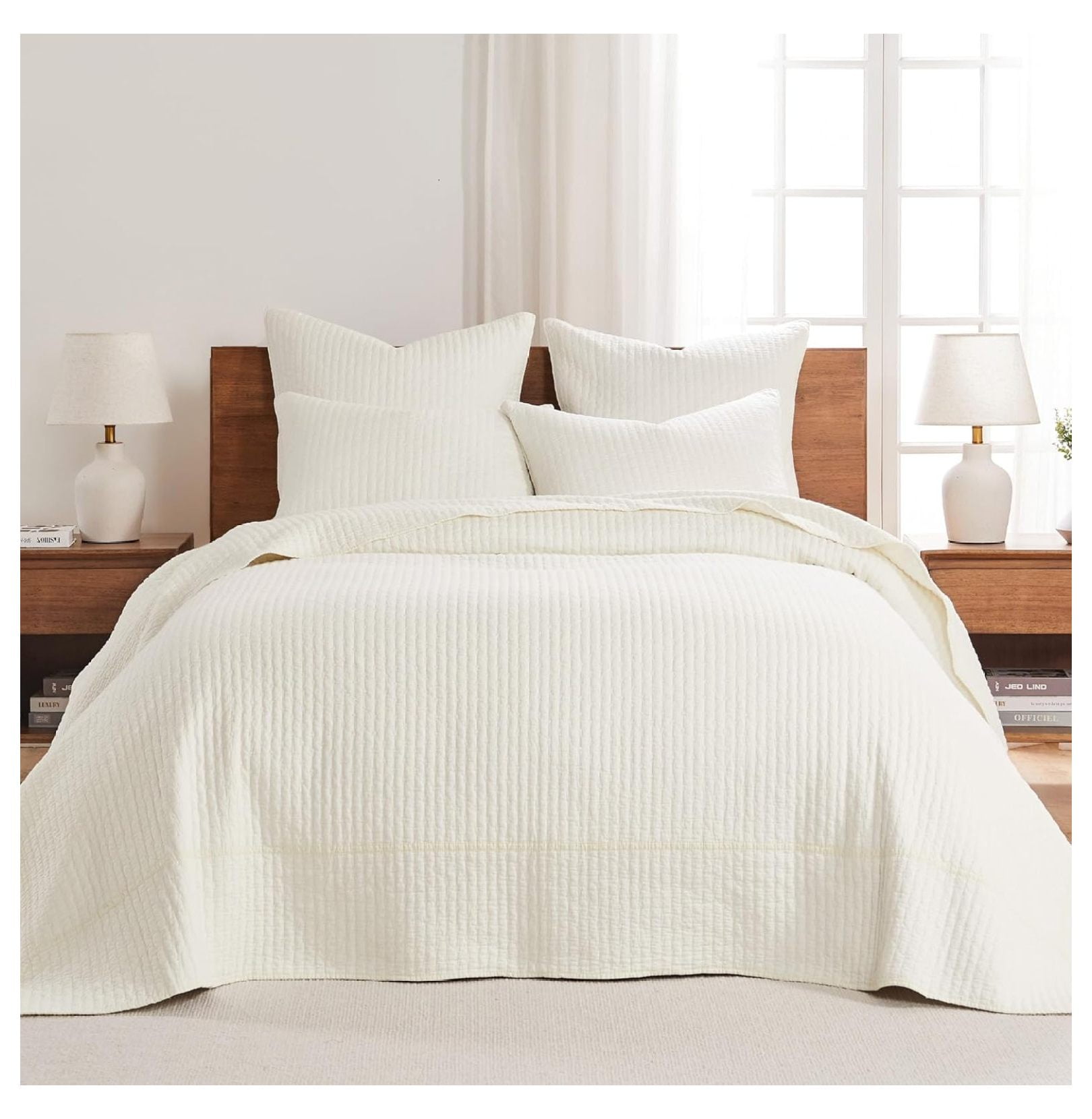 - Cross Stitch Cream Bedspread Set - Bedspread and One Standard Sham ...