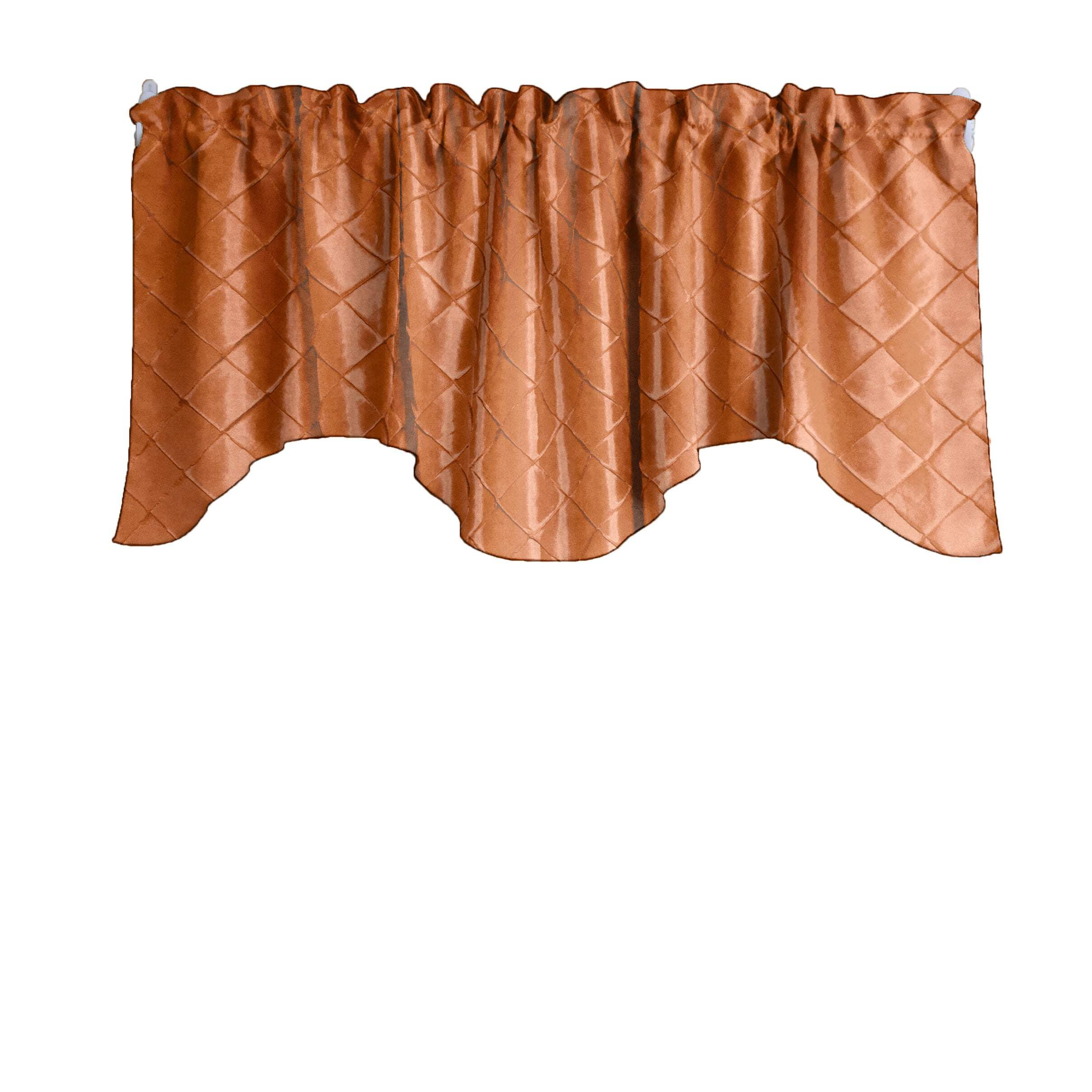 Cross-Stitch Diamond Pattern Pintuck Taffeta Scalloped Valance Curtain ...