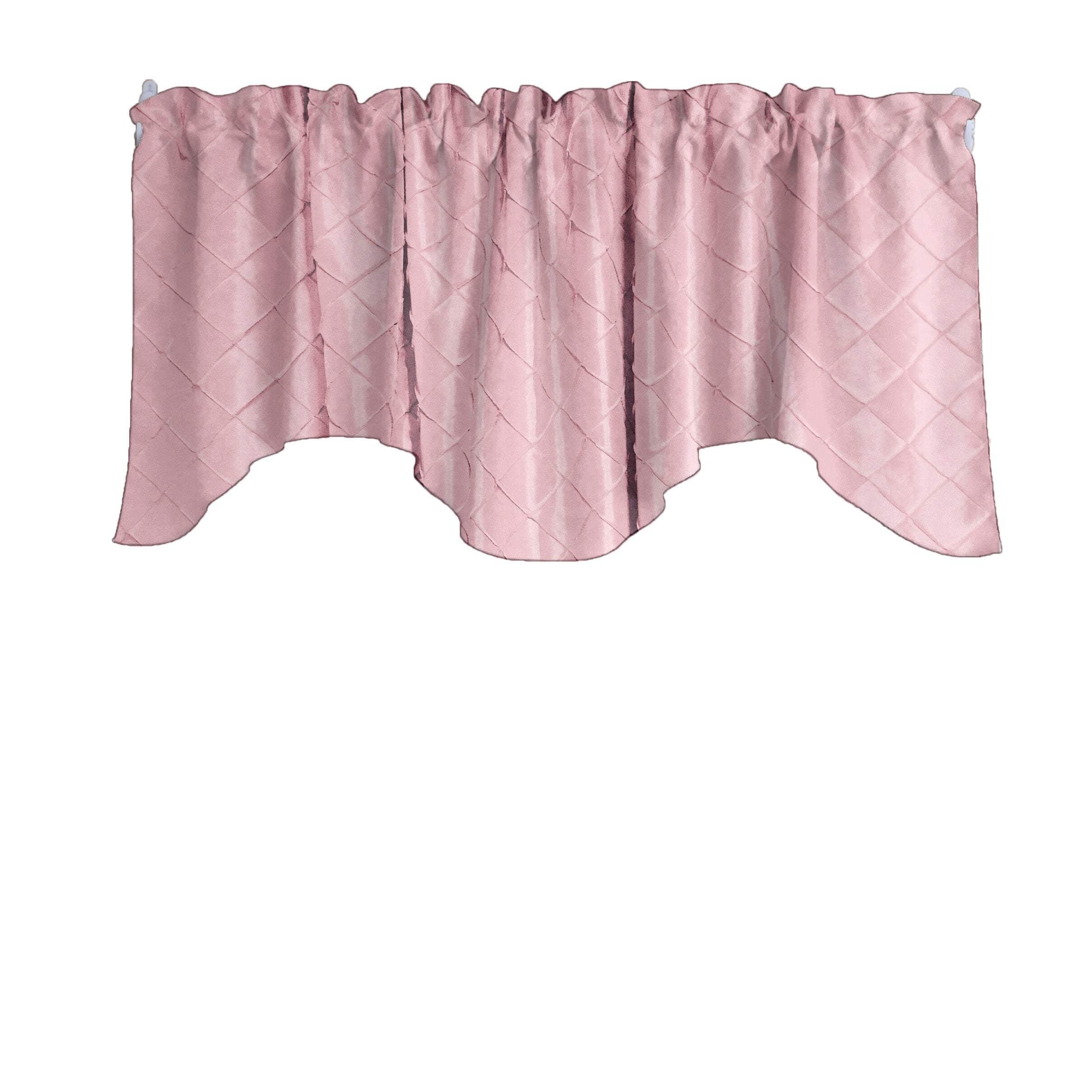 Cross-Stitch Diamond Pattern Pintuck Taffeta Scalloped Valance Curtain ...