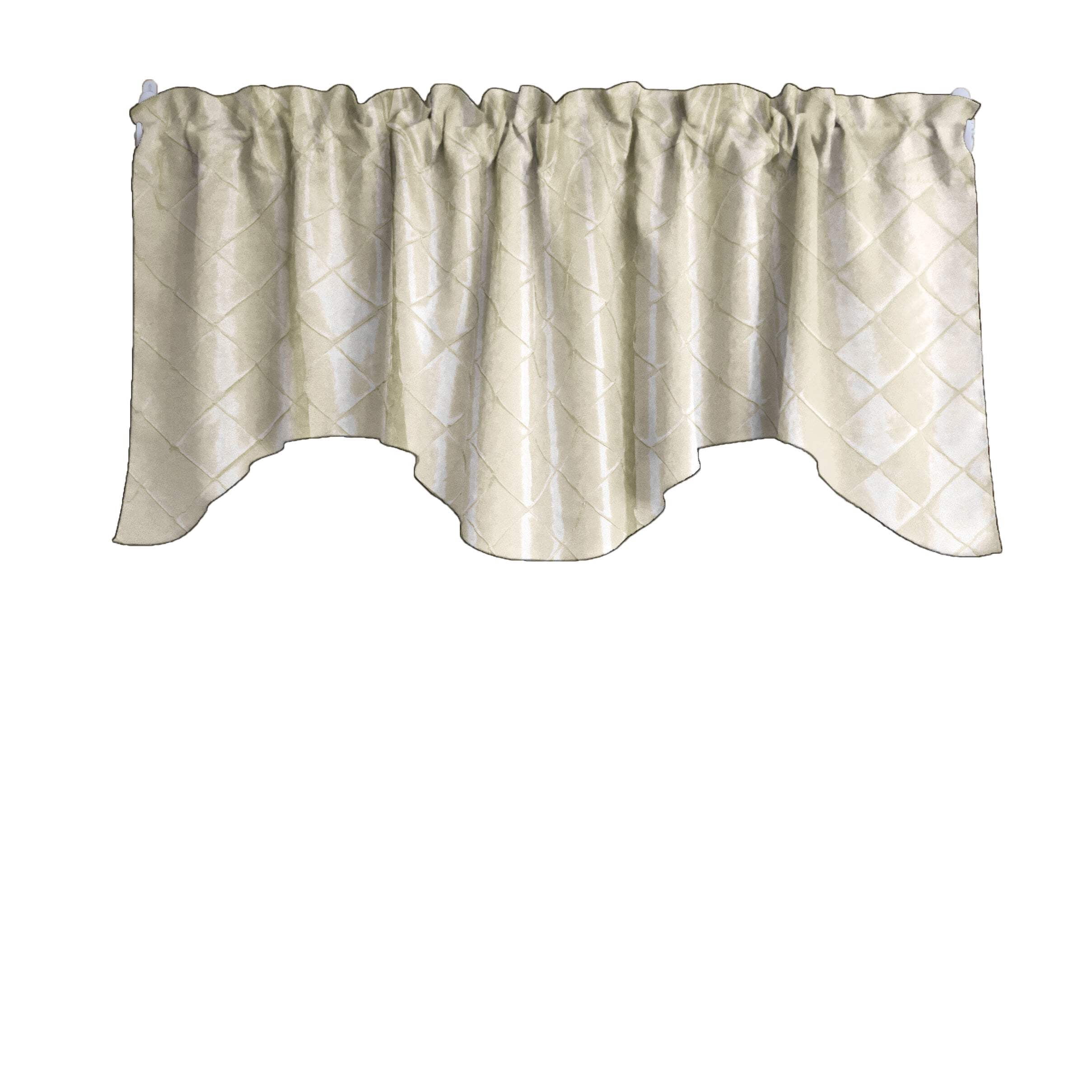 Cross-Stitch Diamond Pattern Pintuck Taffeta Scalloped Valance Curtain ...