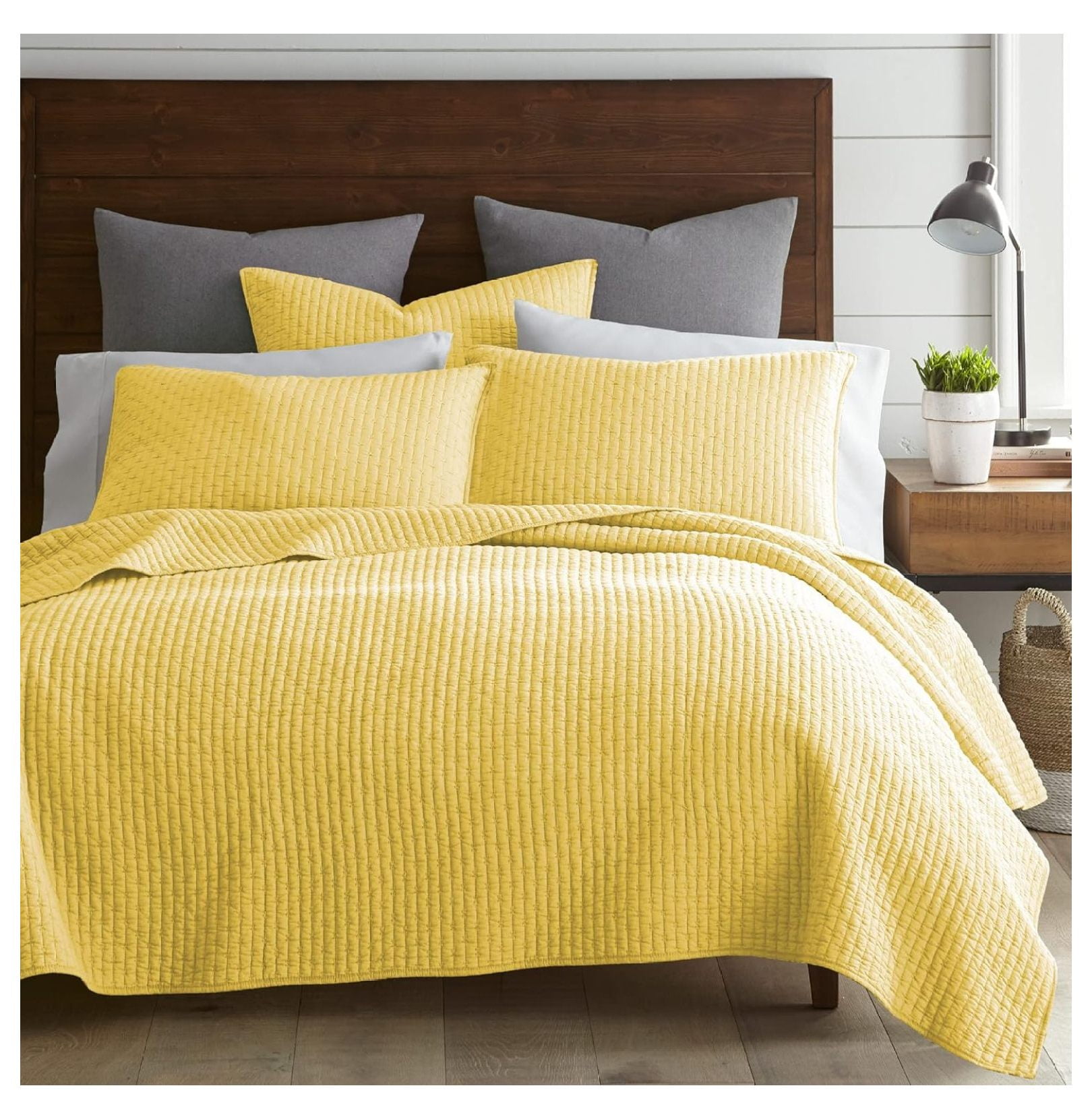 - Cross Stitch Yellow Quilt Set - 100% Cotton - Full/Queen Quilt ...