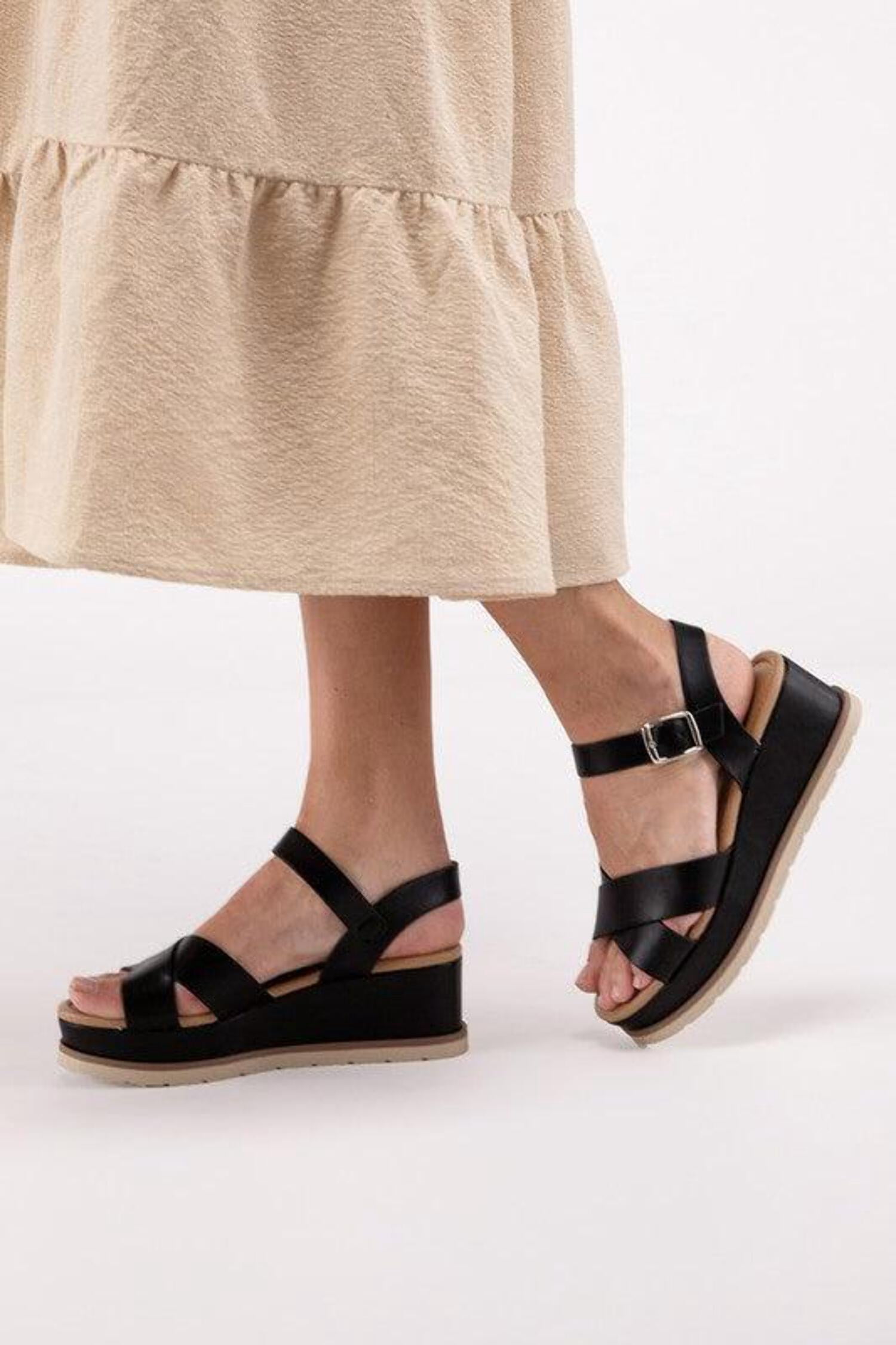 Cross Strap Wedge Sandals - Walmart.com