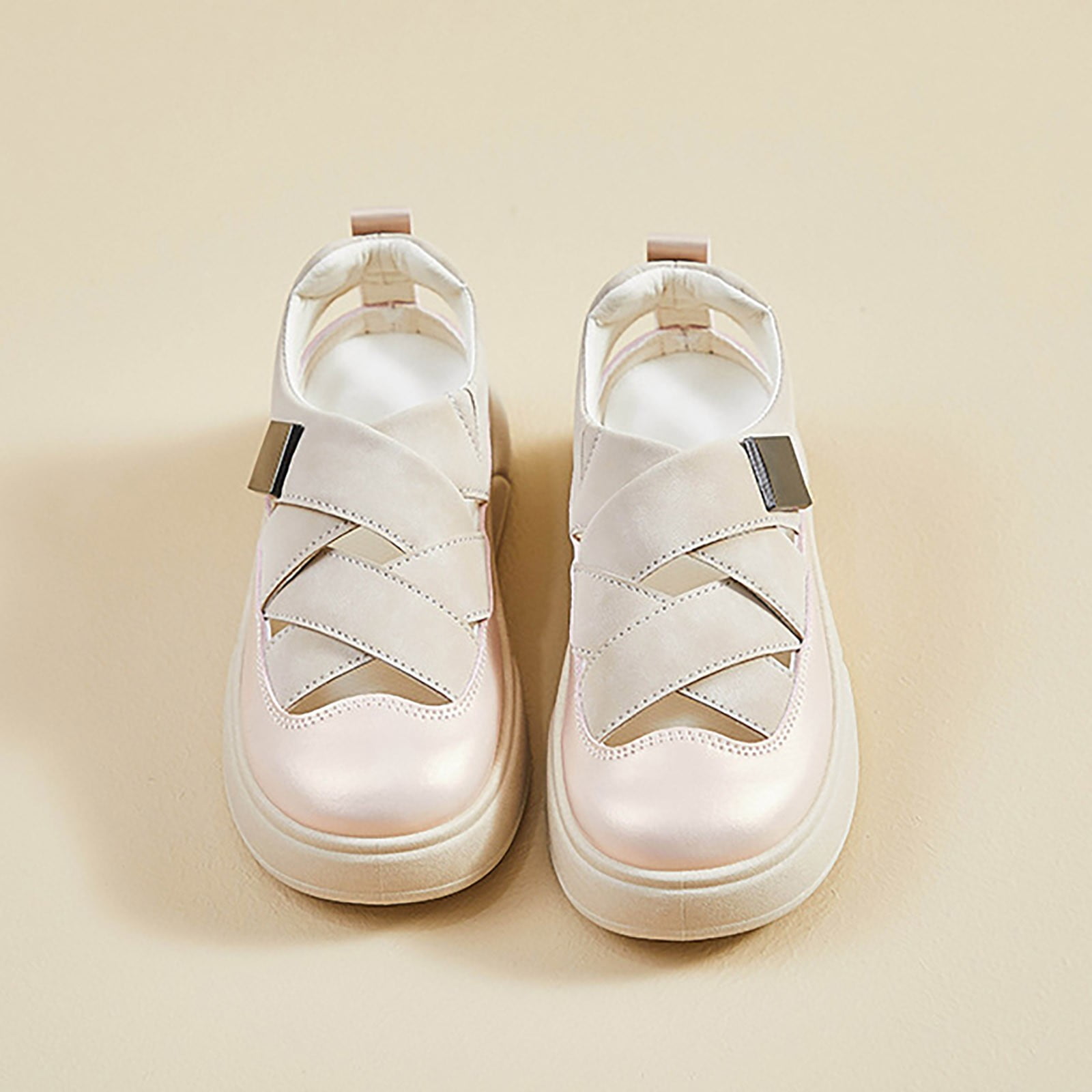 XIMIN Cross Straps Breathable Platform Sneakers with Adjust Hook Loop for Women Platforms Lace ...