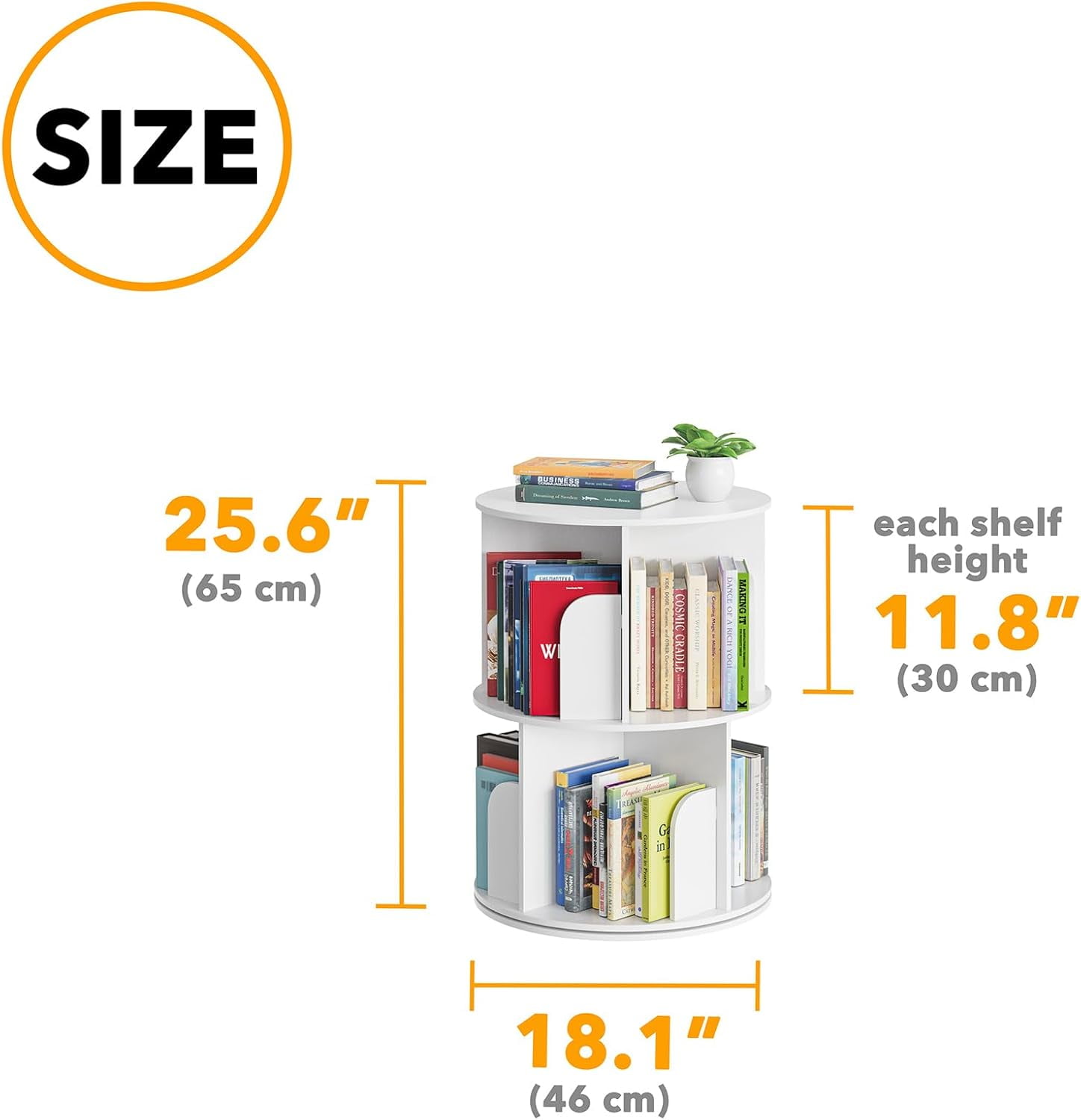 Cross Style 2 Tier Rotating Bookshelf, Spinning 360 Bookcase Lazy Susan ...
