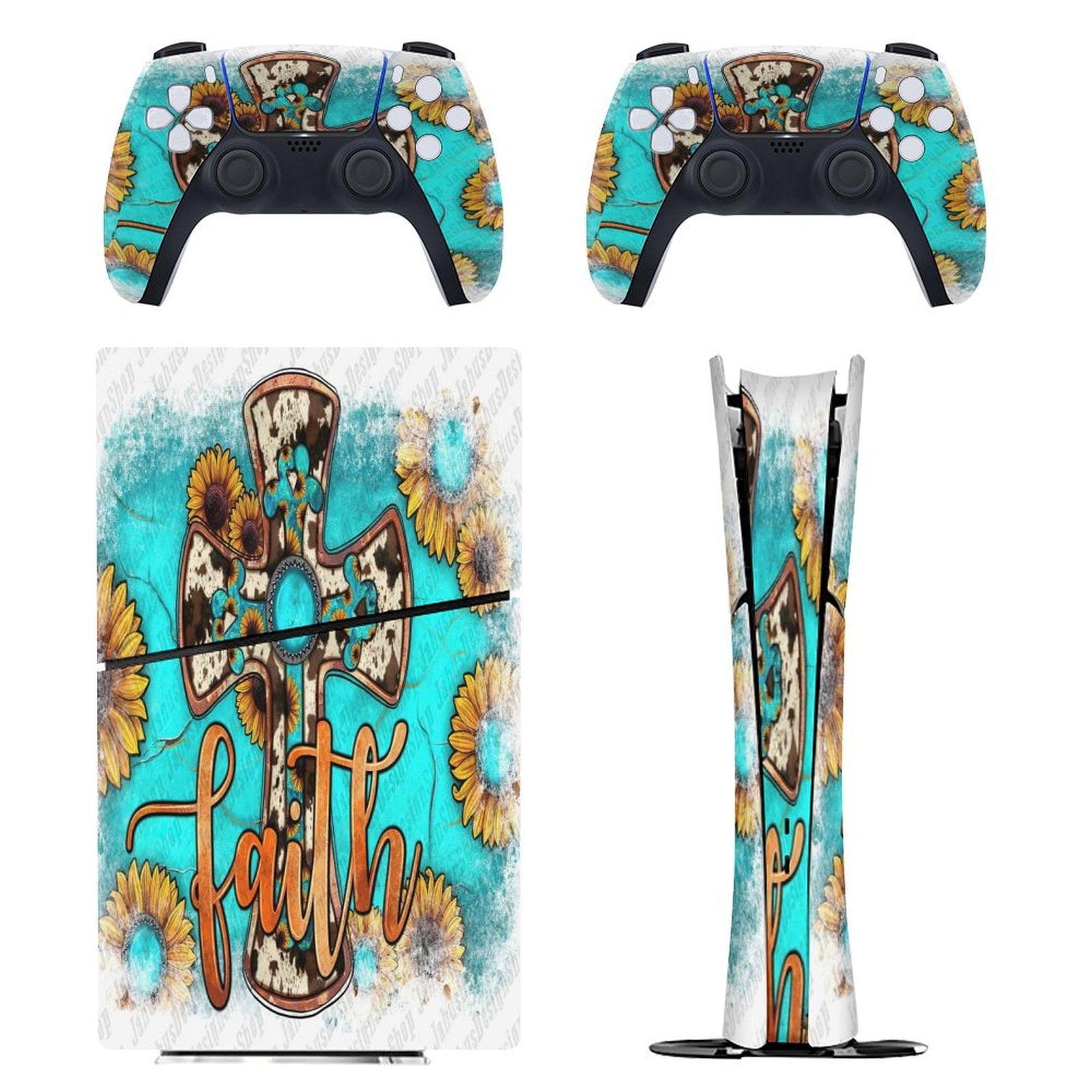 Cross Sunflower Print PS5/PS5 Slim Digital Disc Skin Sticker For ...