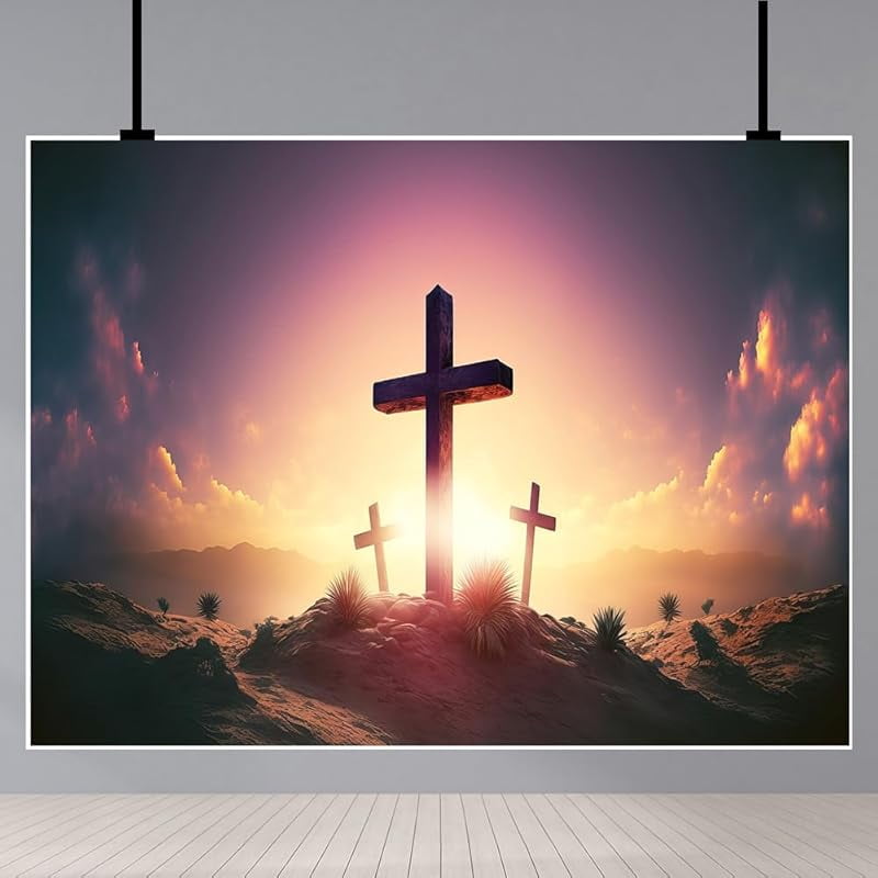 Cross Sunset Backdrops Opened Bible Book Jesus Christ Sepulcher Lord ...