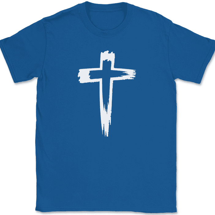 Cross T-Shirt Christian Jesus Praise Worship God Faith Text Tee - Royal ...