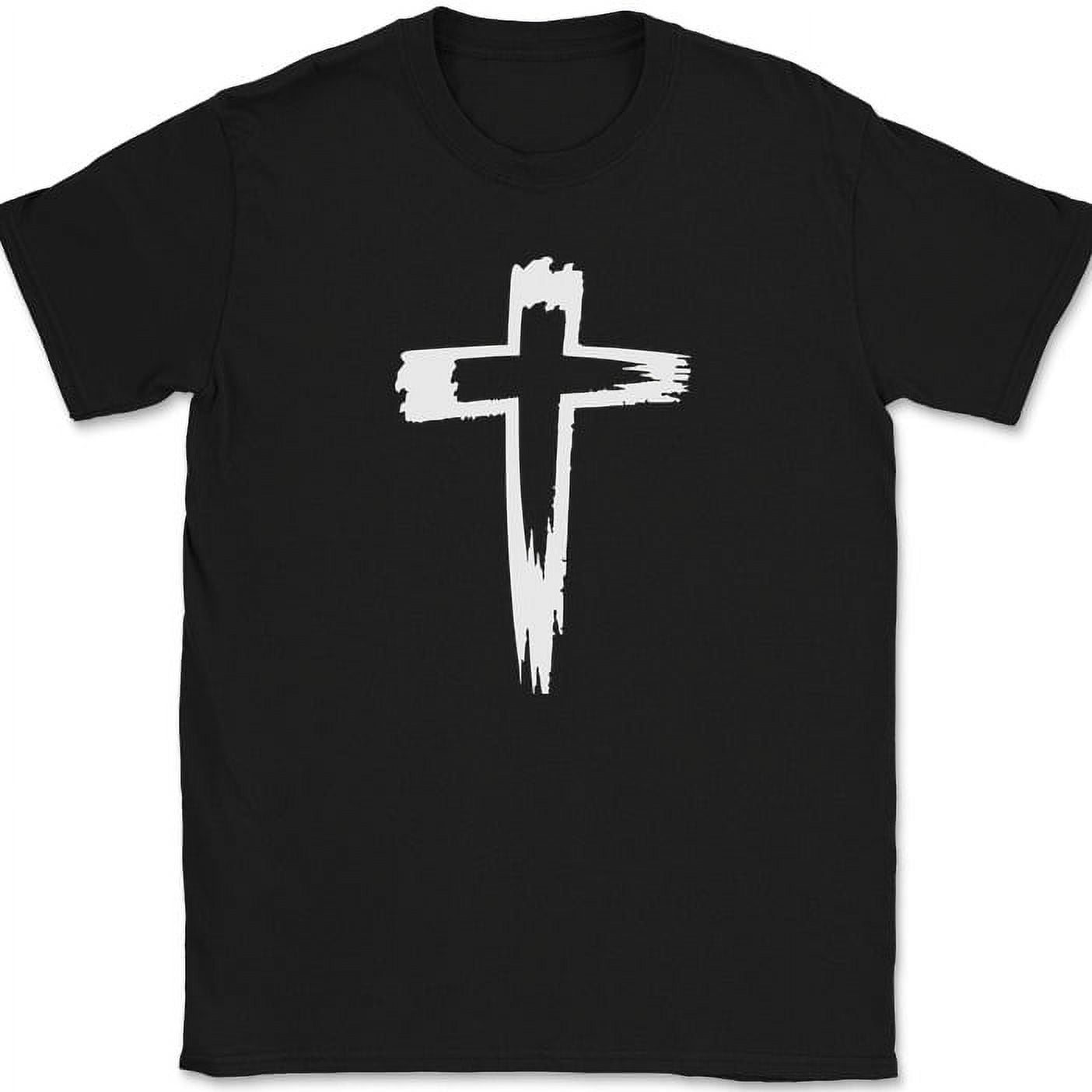 Cross T-Shirt Christian Jesus Praise Worship God Faith Text Tee ...