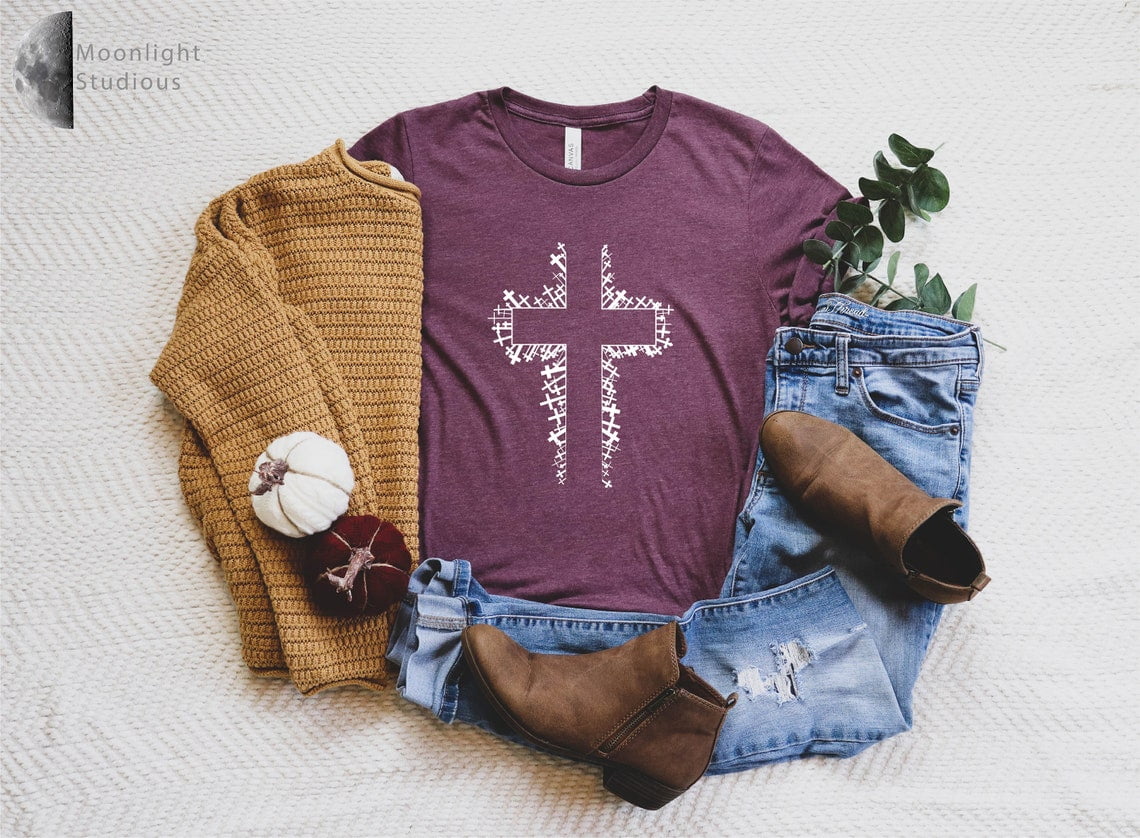 Cross T-Shirt, Jesus, Christian Shirt, Jesus Shirt, Vertical Cross ...
