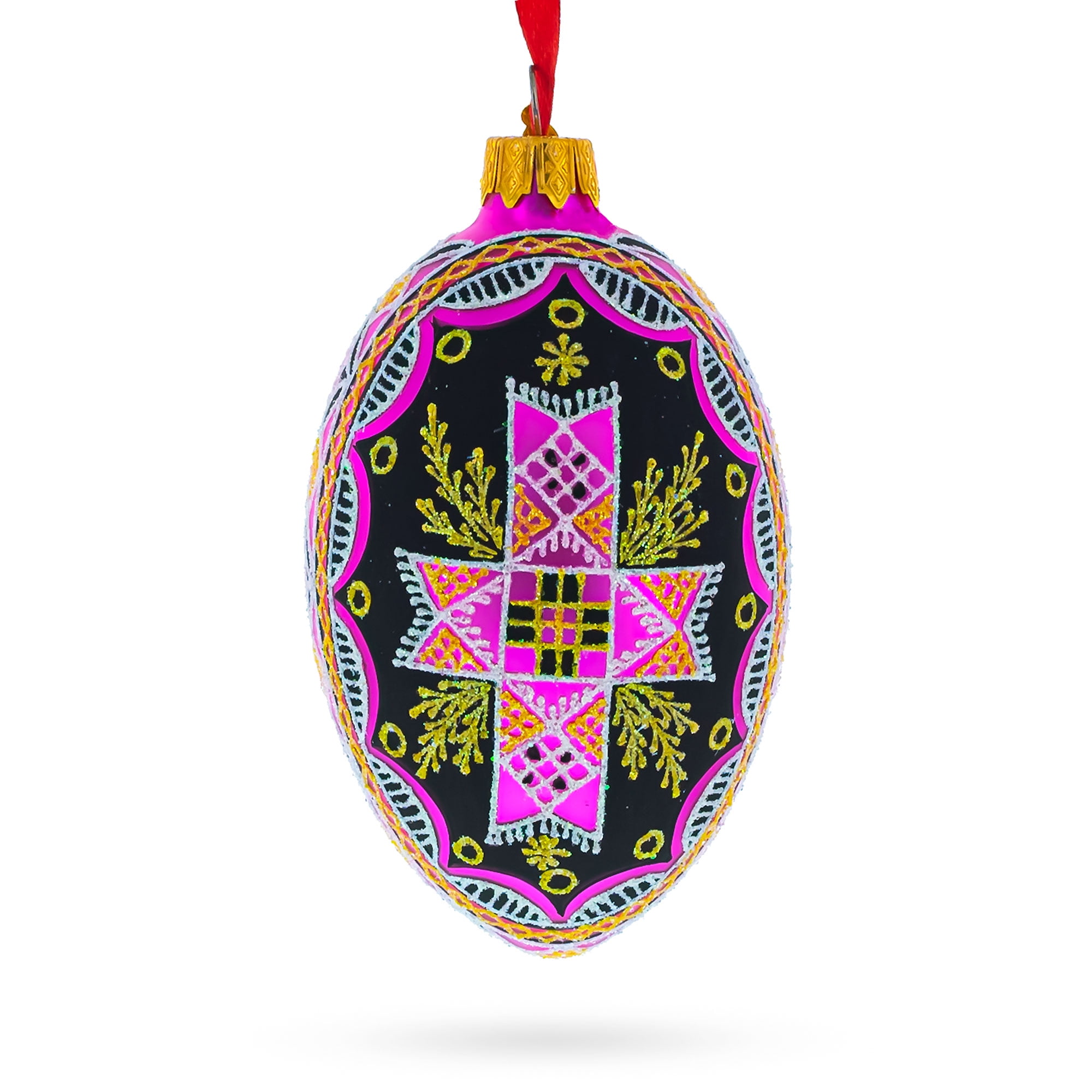 Cross Ukrainian Glass Egg Ornament 4 Inches - Walmart.com