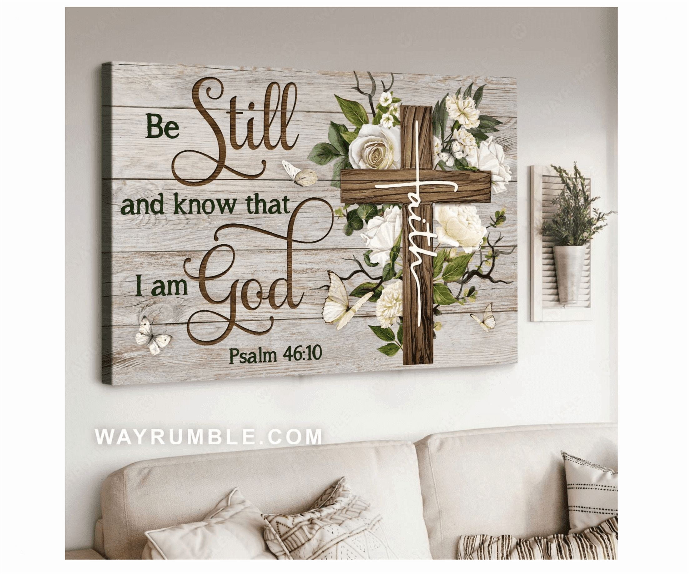 Cross White Flower Be Still And Know Christian Poster Home Decor Office ...