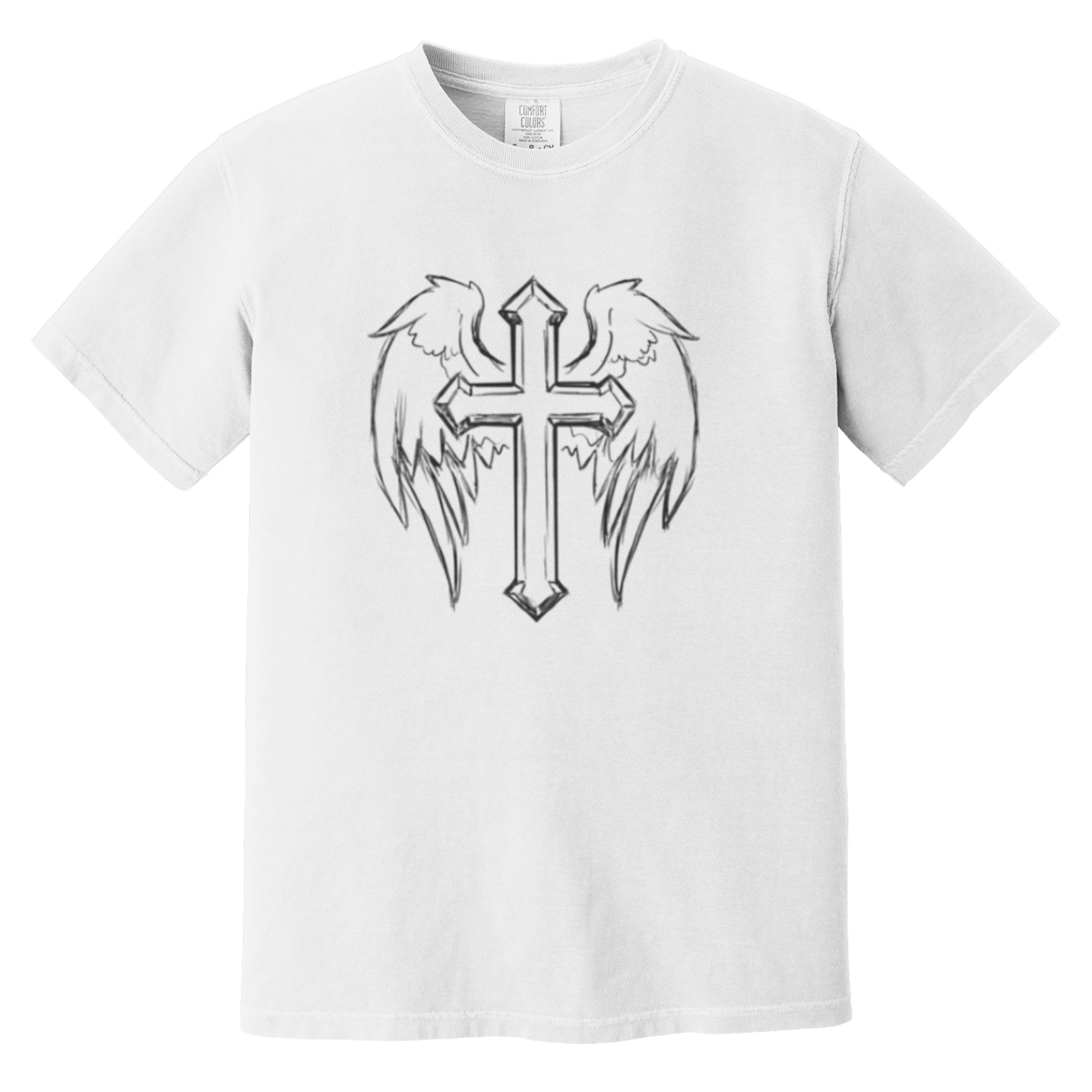 Cross With Wings Symbolic Art Mood Look Comfort Color T-Shirt, for men ...