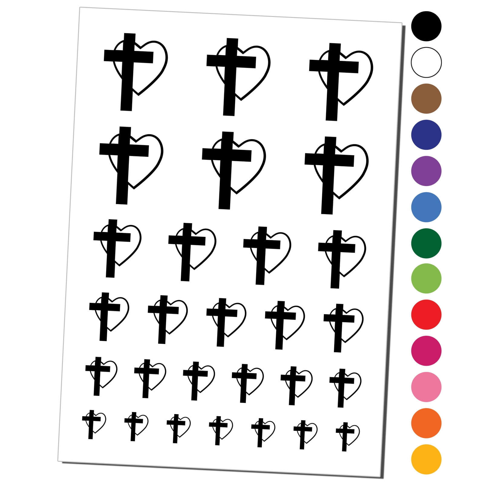 Cross and Heart Love Christian Water Resistant Temporary Tattoo Set ...