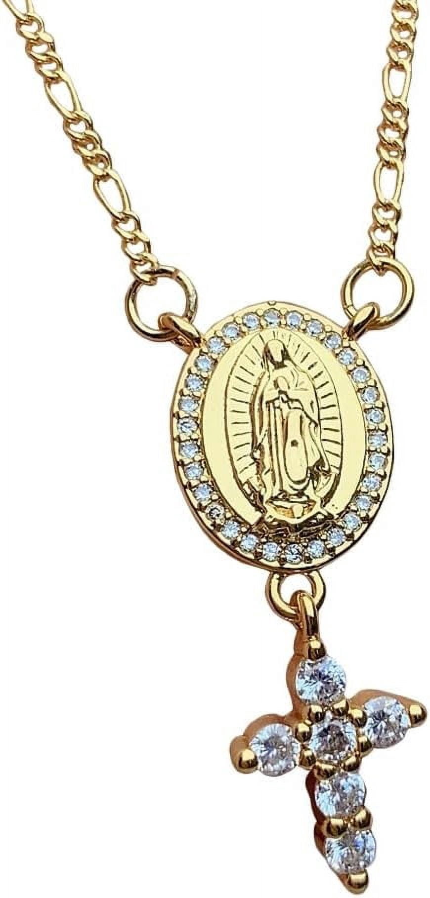 Cross and Mary Miraculous Medallion Necklace,Medal Cubic Zirconia ...