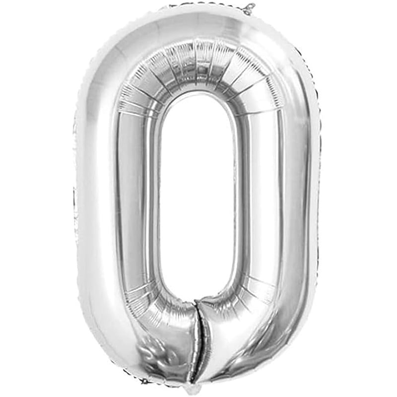 Cross-border 32 Inch Aluminum Balloon Confession Digital Balloon Silver Birthday Party ...