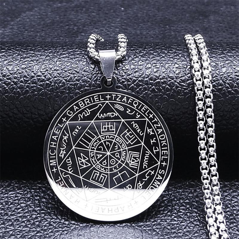 Cross-border New Products Seven Archangels Amulet Stainless Steel Necklace Solomon Amulet Men's ...