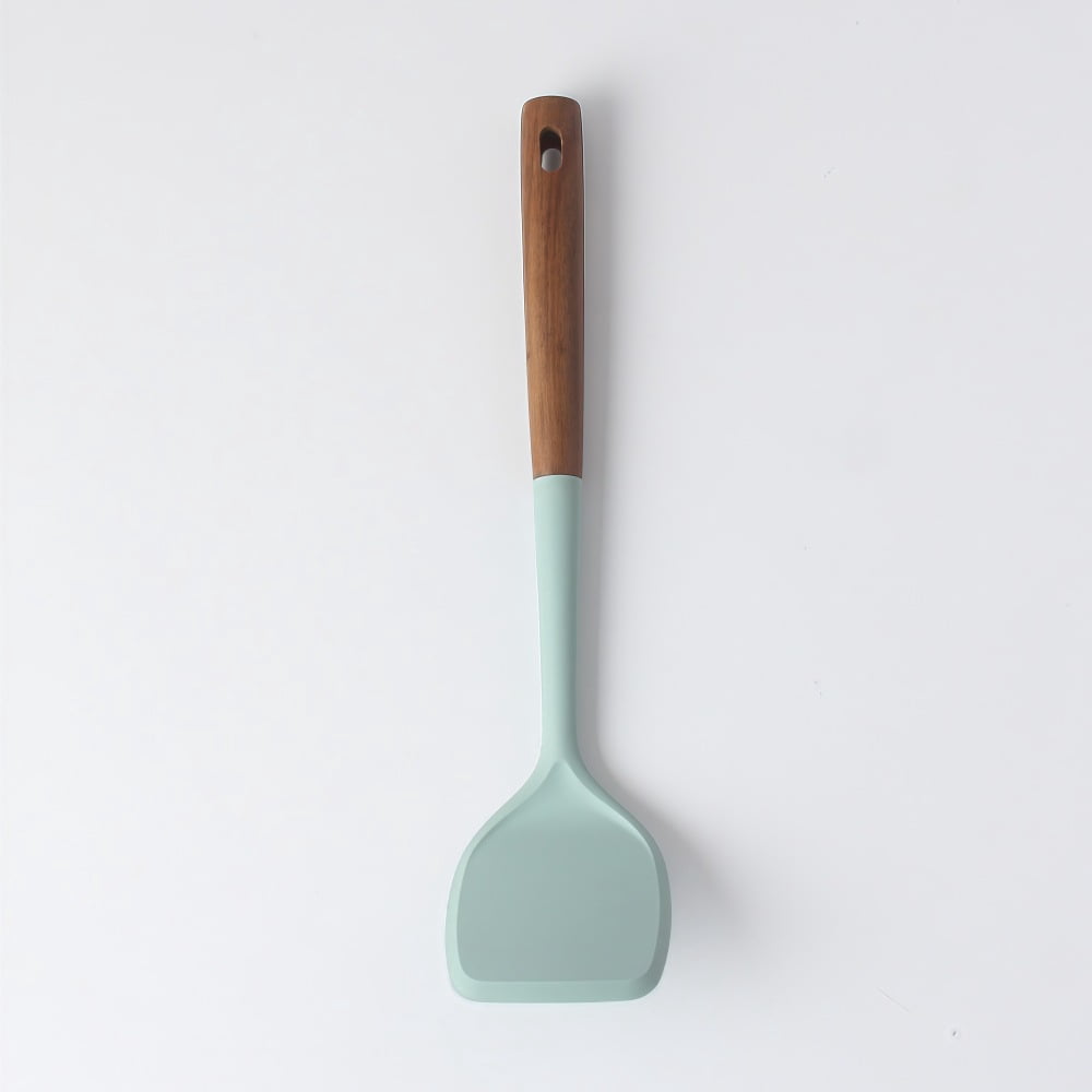 Cross-border spot wooden handle silicone spatula durable household non ...