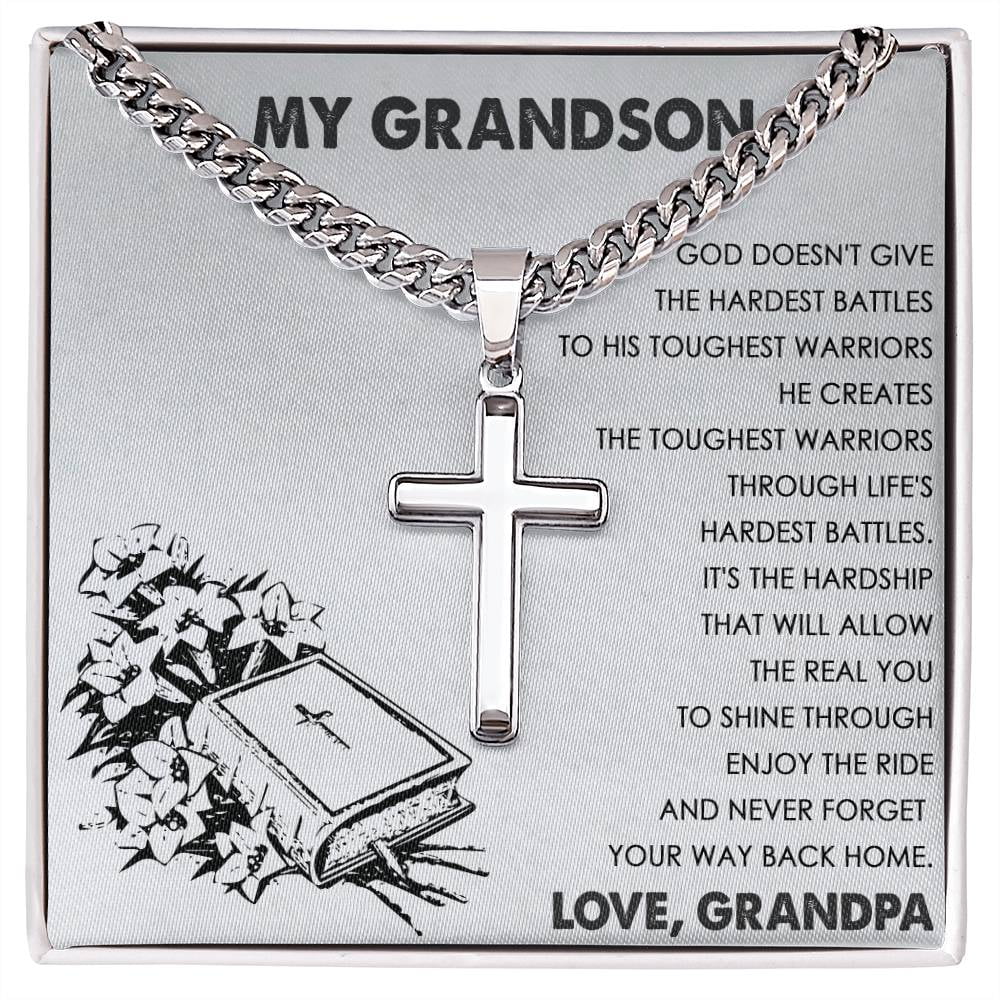 Cross for GRANDSON - Cuban Link Chain with Artisan Cross - Walmart.com