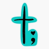 Cross & heart semicolon Sticker - Walmart.com
