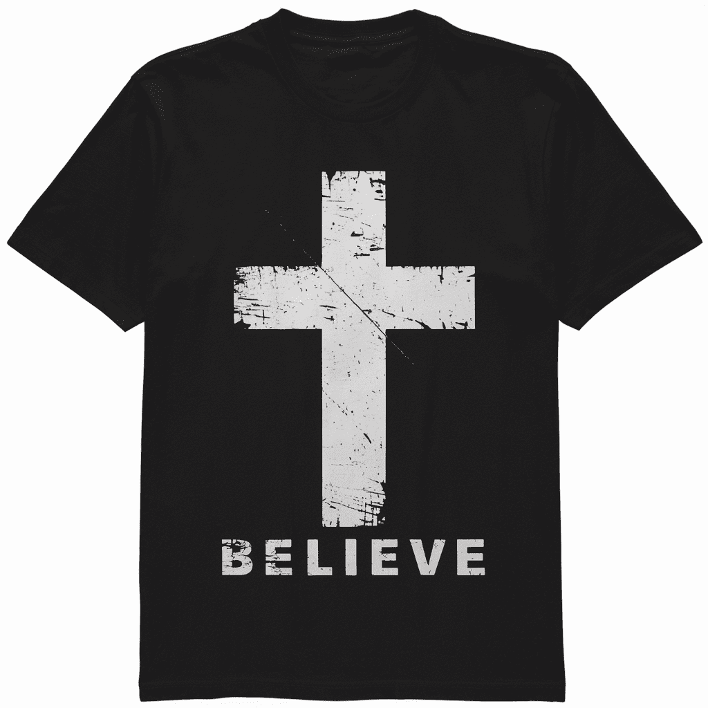 Cross in Heart T-Shirt Faithful Christian Love Symbol Tee - Walmart.com