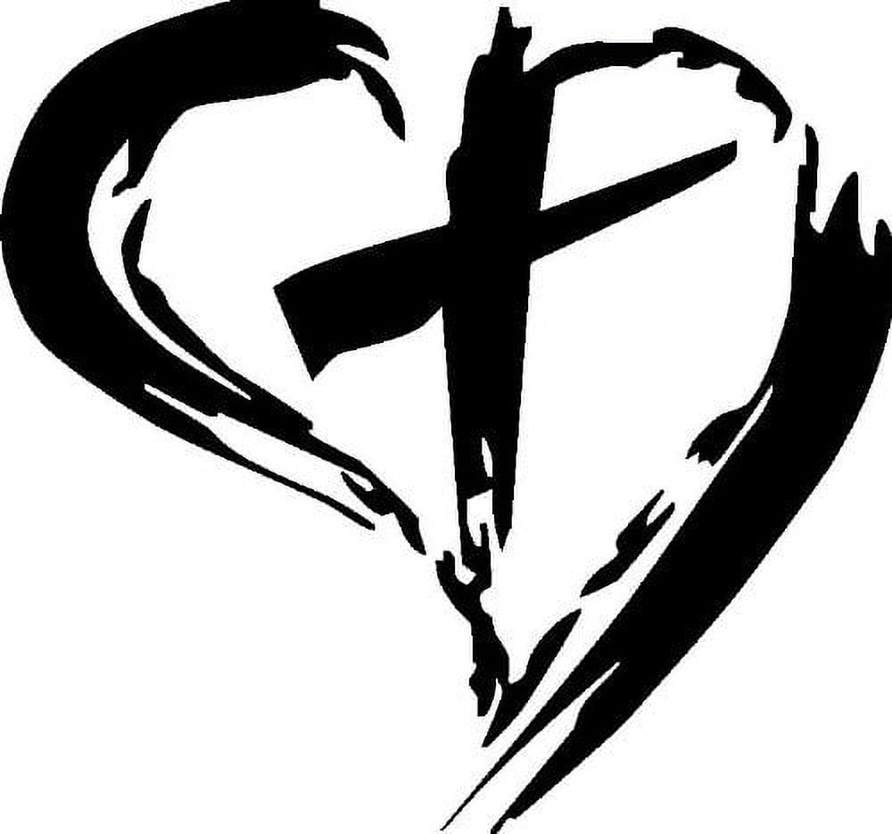 Cross in Heart Vinyl Wall Art, Jesus Lives Inside, Saved, Lord ...