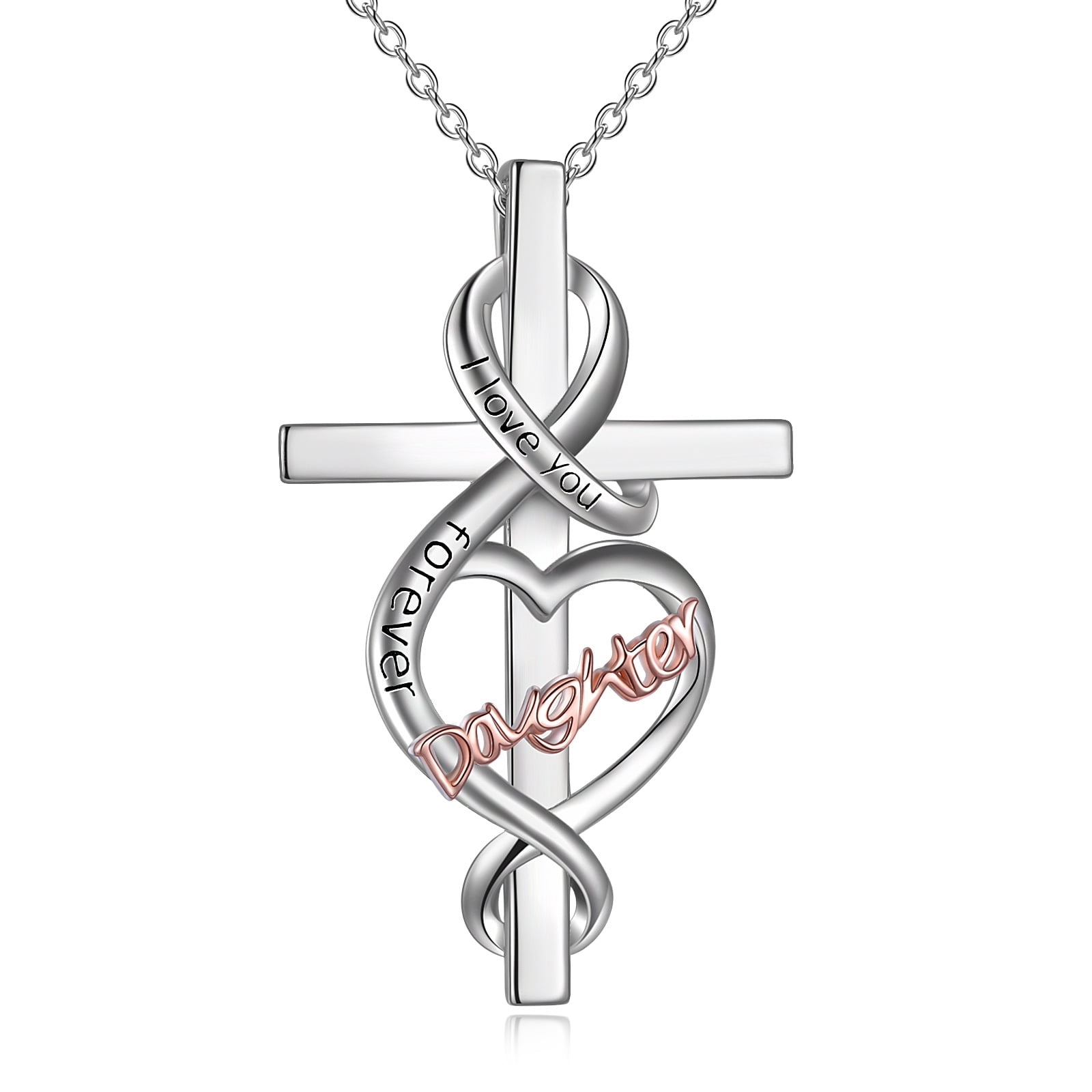 Cross necklace gift, birthday gift, pure silver for mom and dad, "I ...