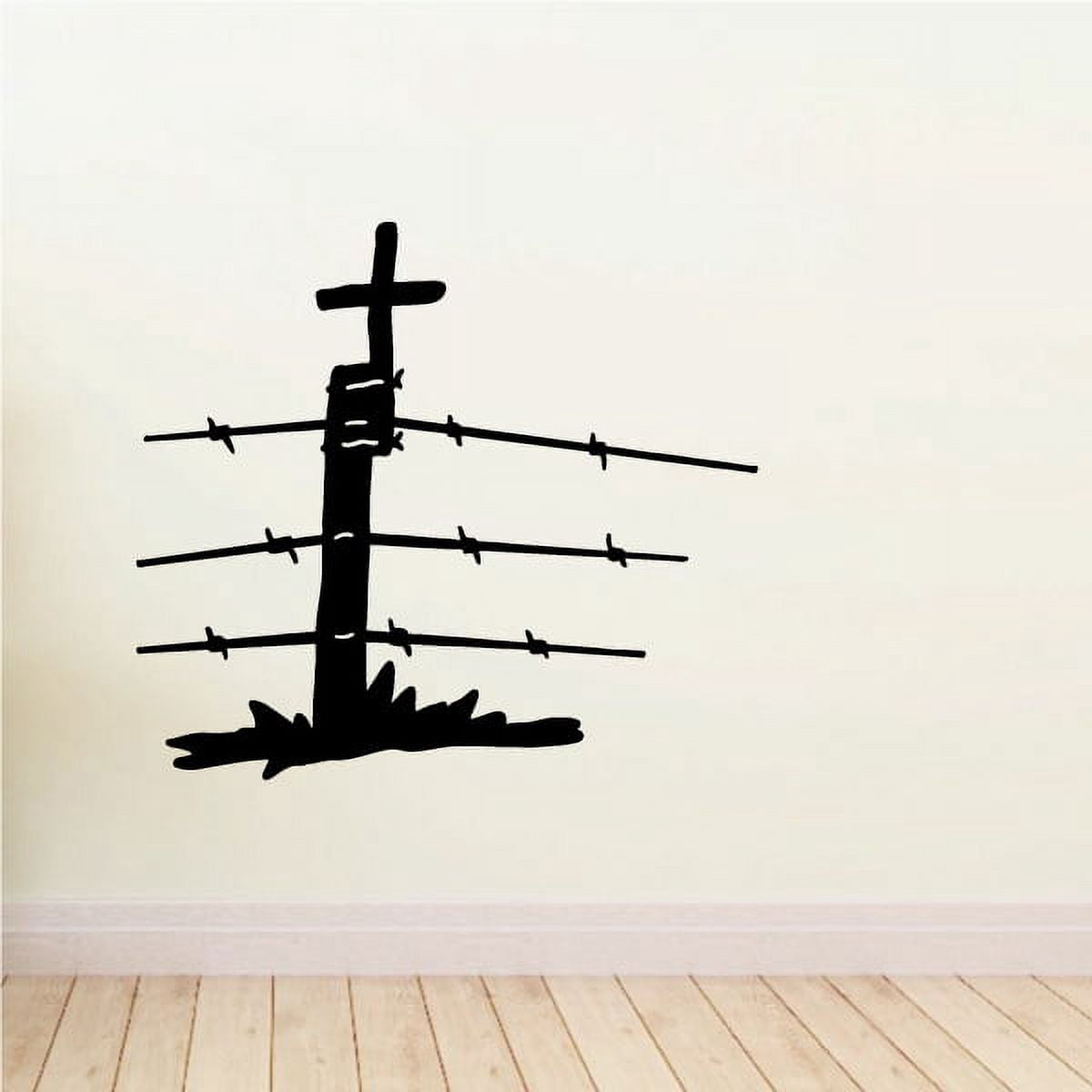 Cross on Barbed Wire Fence Decal - 36 Inches - Walmart.com