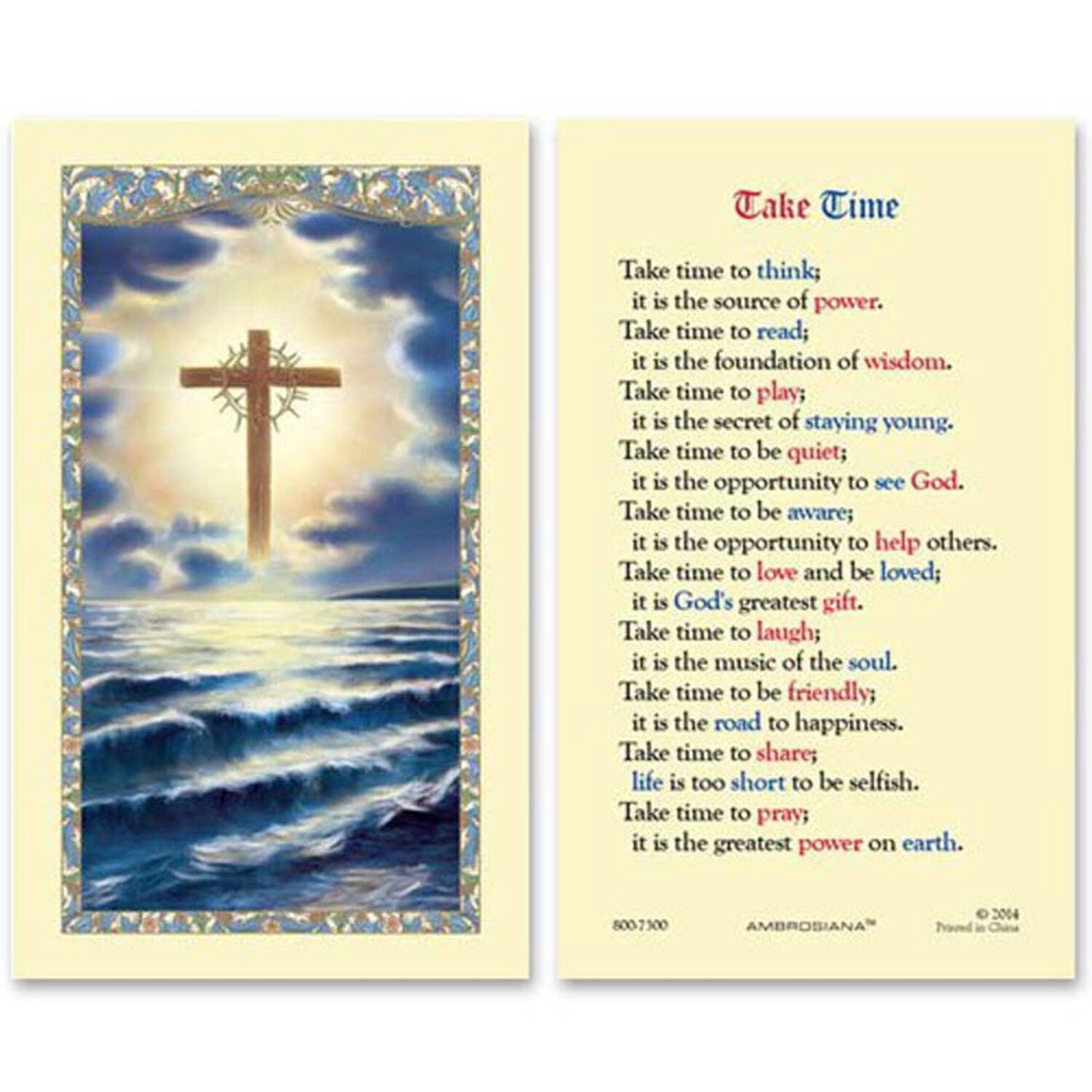 Cross on the Ocean (Take Time) Laminated Holy Card - 25/pk - Walmart.com